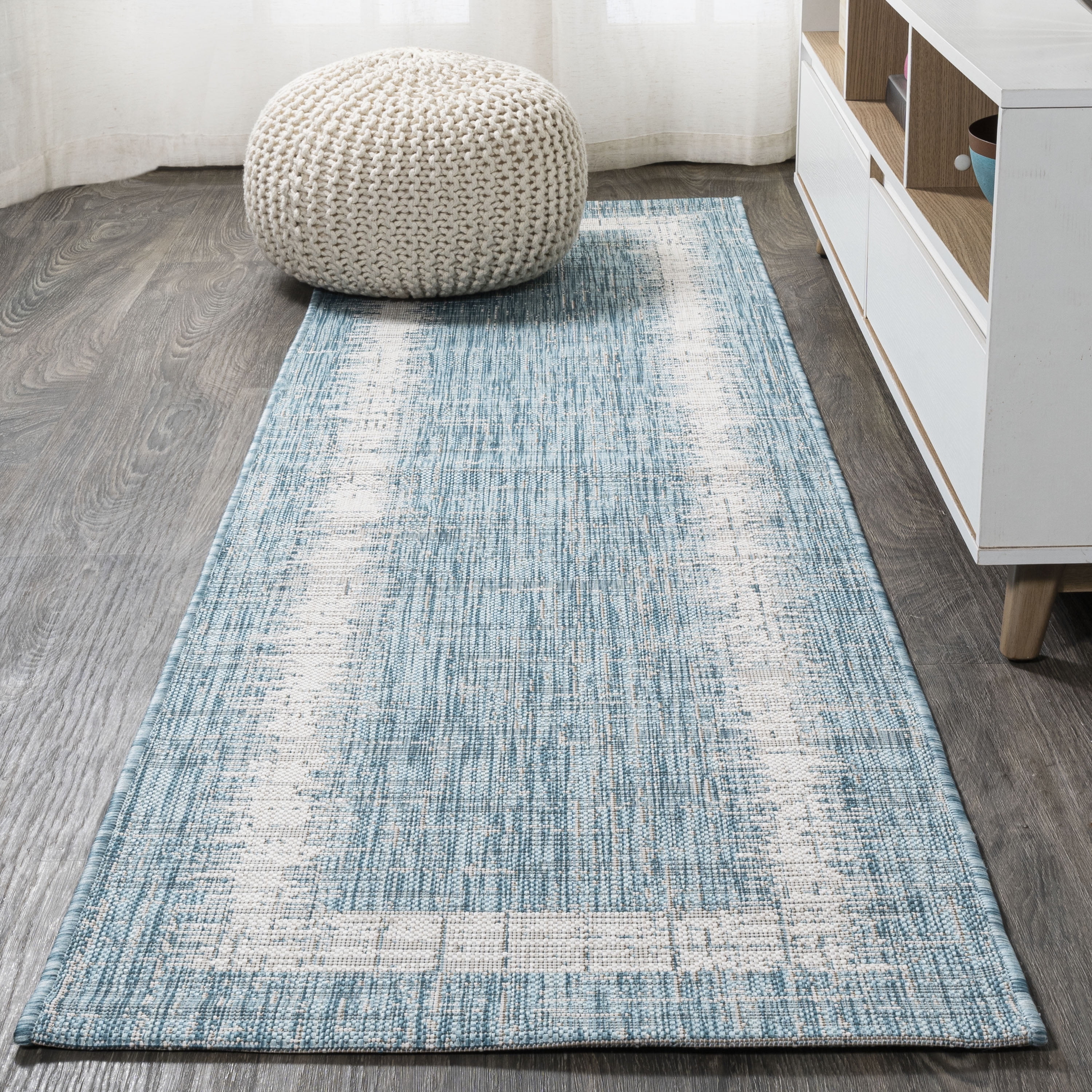 JONATHAN Y SANTA MONICA 2 x 8 Runner Rug, Scandi Minimalist Border ...