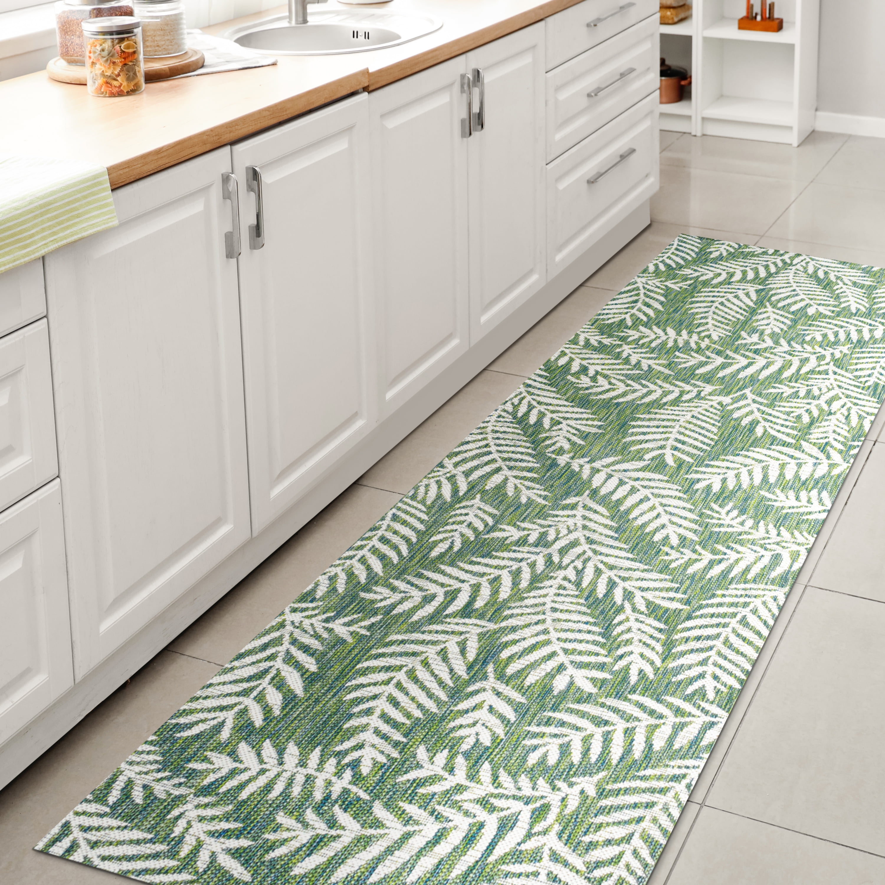 JONATHAN Y SANTA MONICA 2 x 10 Runner Rug, Nevis Palm Frond - Cream ...