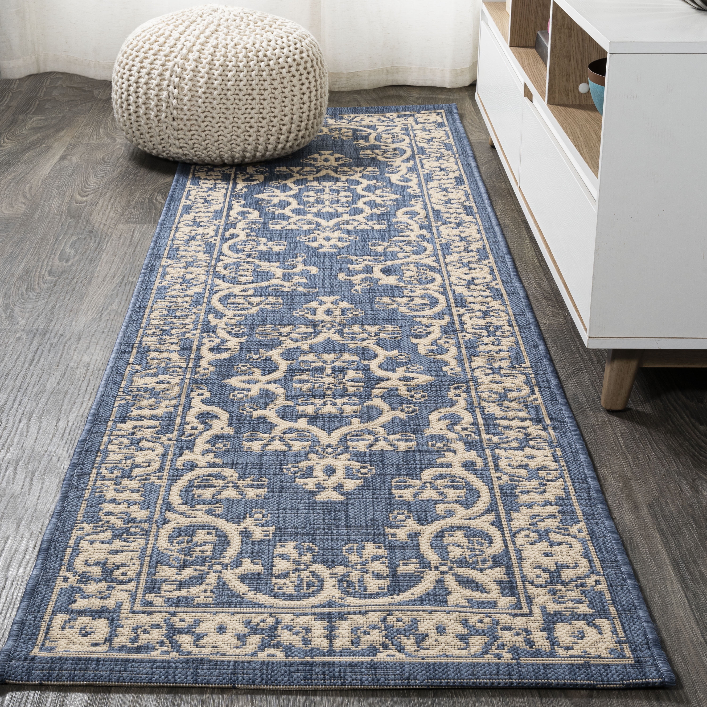 JONATHAN Y SANTA MONICA 2 x 8 Runner Rug, Galon Filigree - Blue/Beige ...