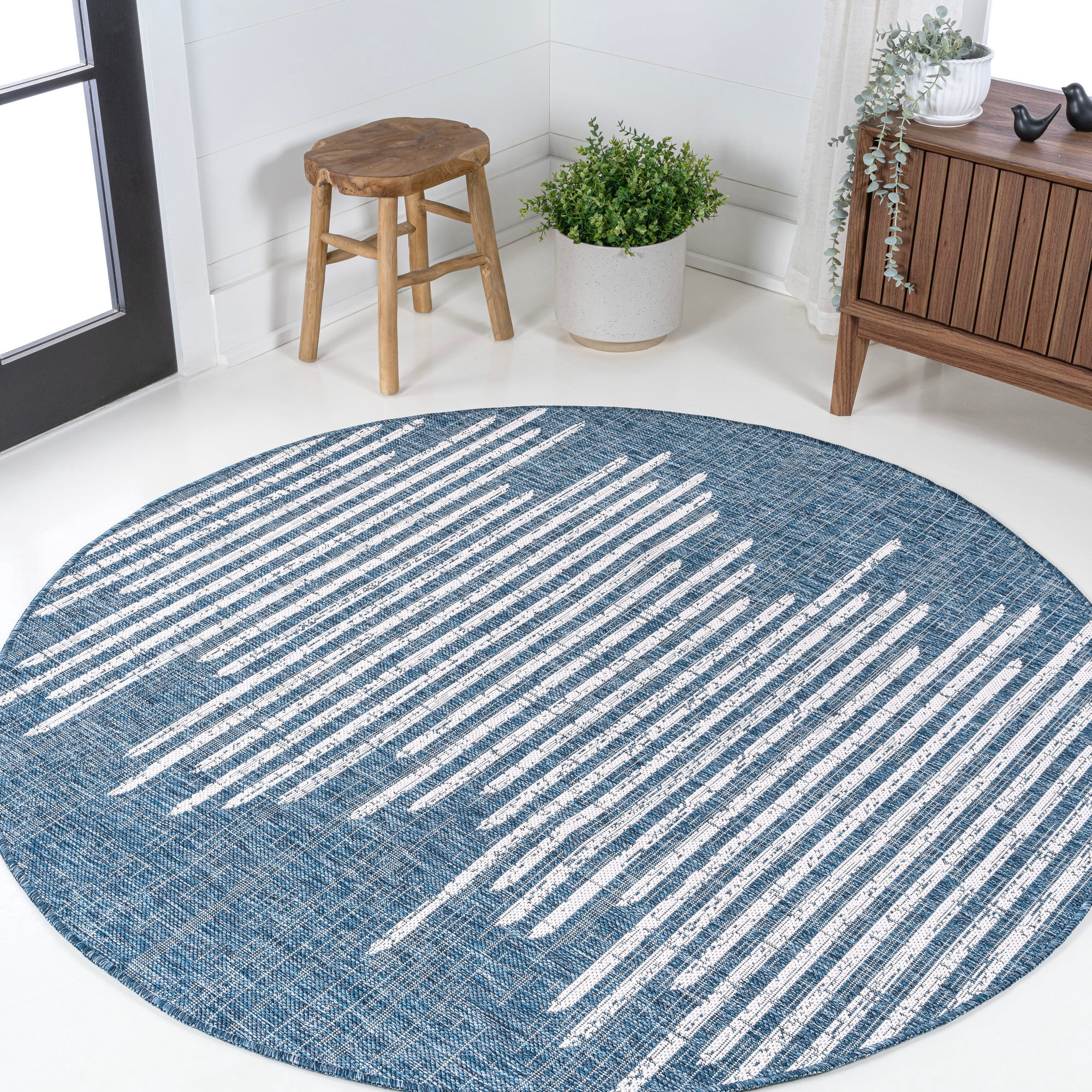 JONATHAN Y SANTA MONICA 4' Round Area Rug, Zolak Berber Stripe ...