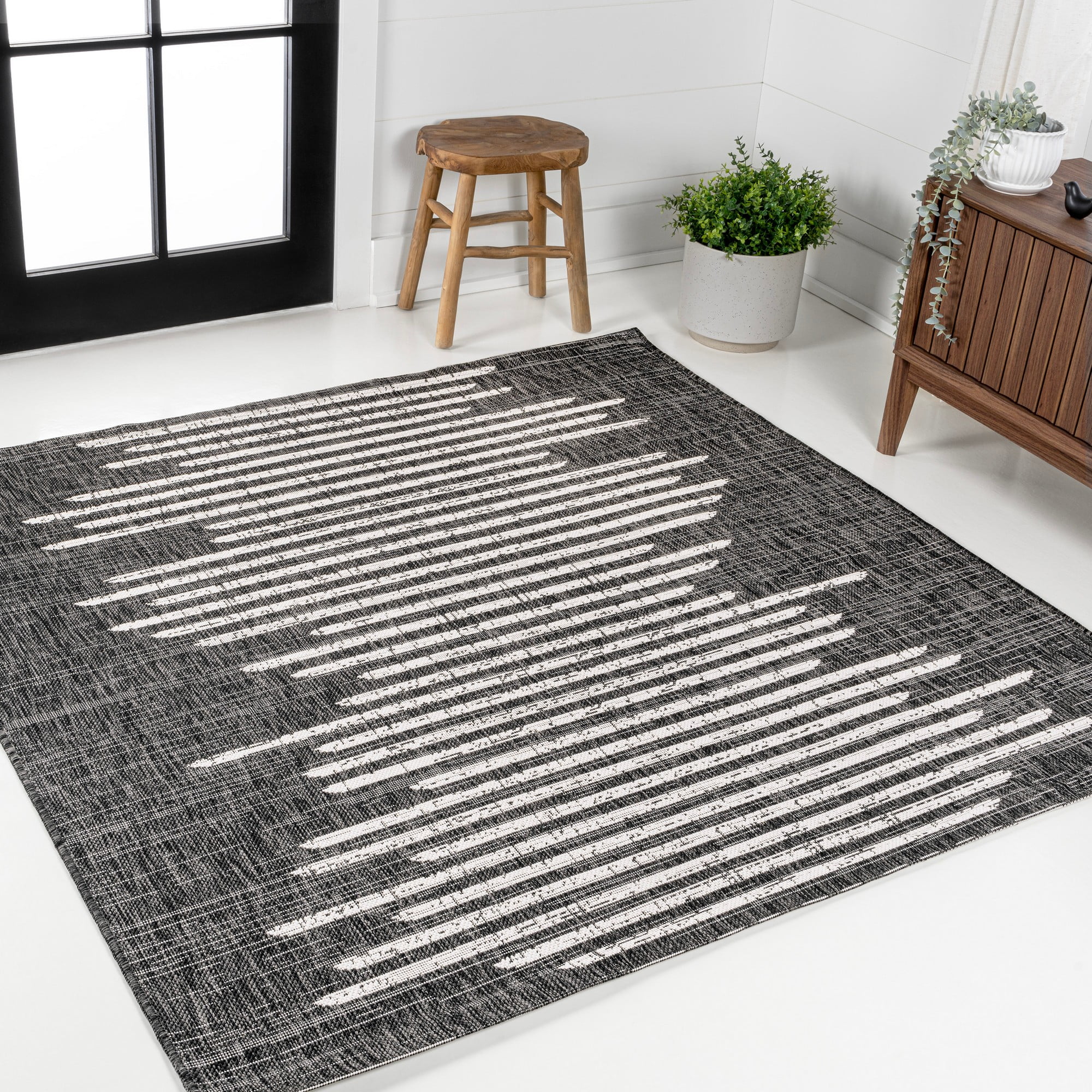 JONATHAN Y SANTA MONICA 4' Square Area Rug, Zolak Berber Stripe ...