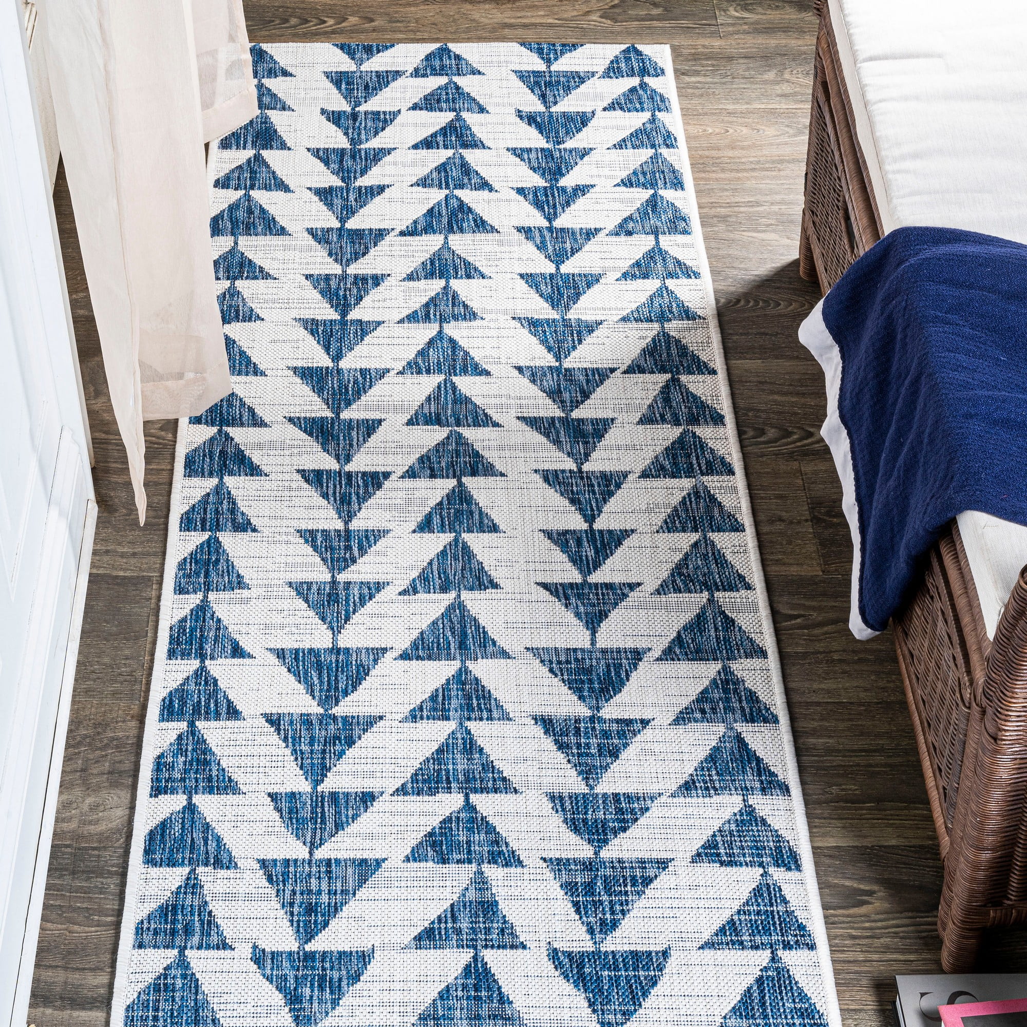 JONATHAN Y SMB126B-210 Andratx Modern Tribal Geometric Blue/Ivory 2 ft ...