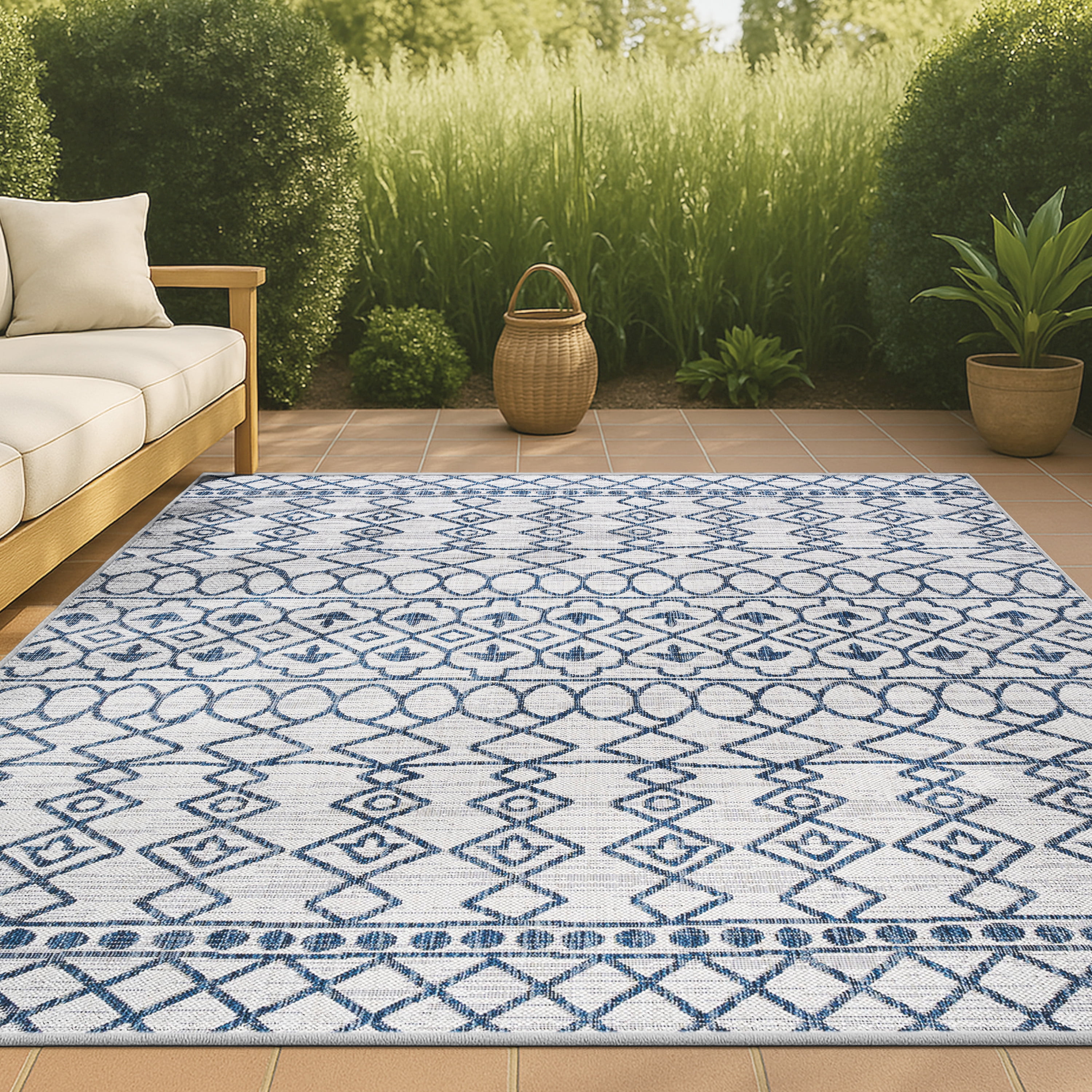 JONATHAN Y SANTA MONICA 8 x 10 Area Rug, Kafel Tribal Bohemian - Ivory ...