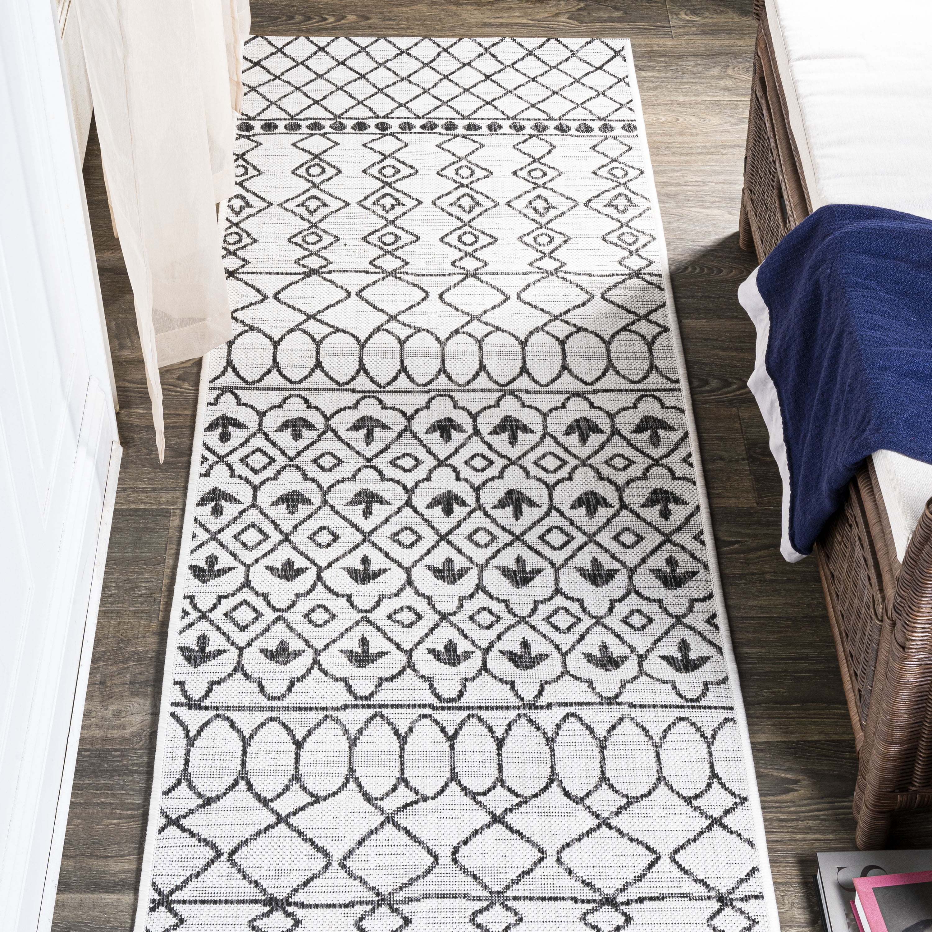 JONATHAN Y SANTA MONICA 2 x 8 Runner Rug, Kafel Tribal Bohemian - Ivory ...