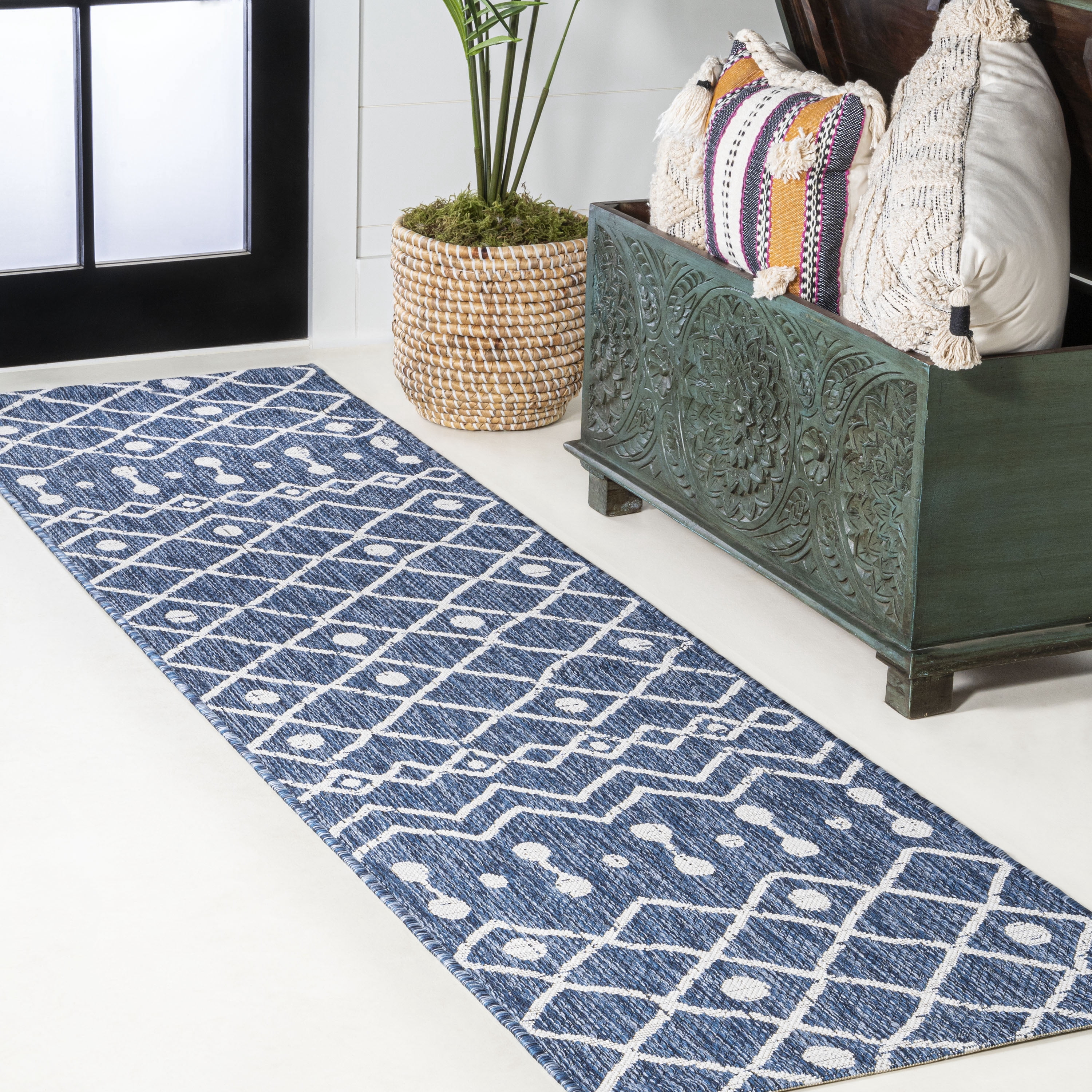 JONATHAN Y SANTA MONICA 2 x 8 Runner Rug, Nokat Tribal Bohemian - Blue ...