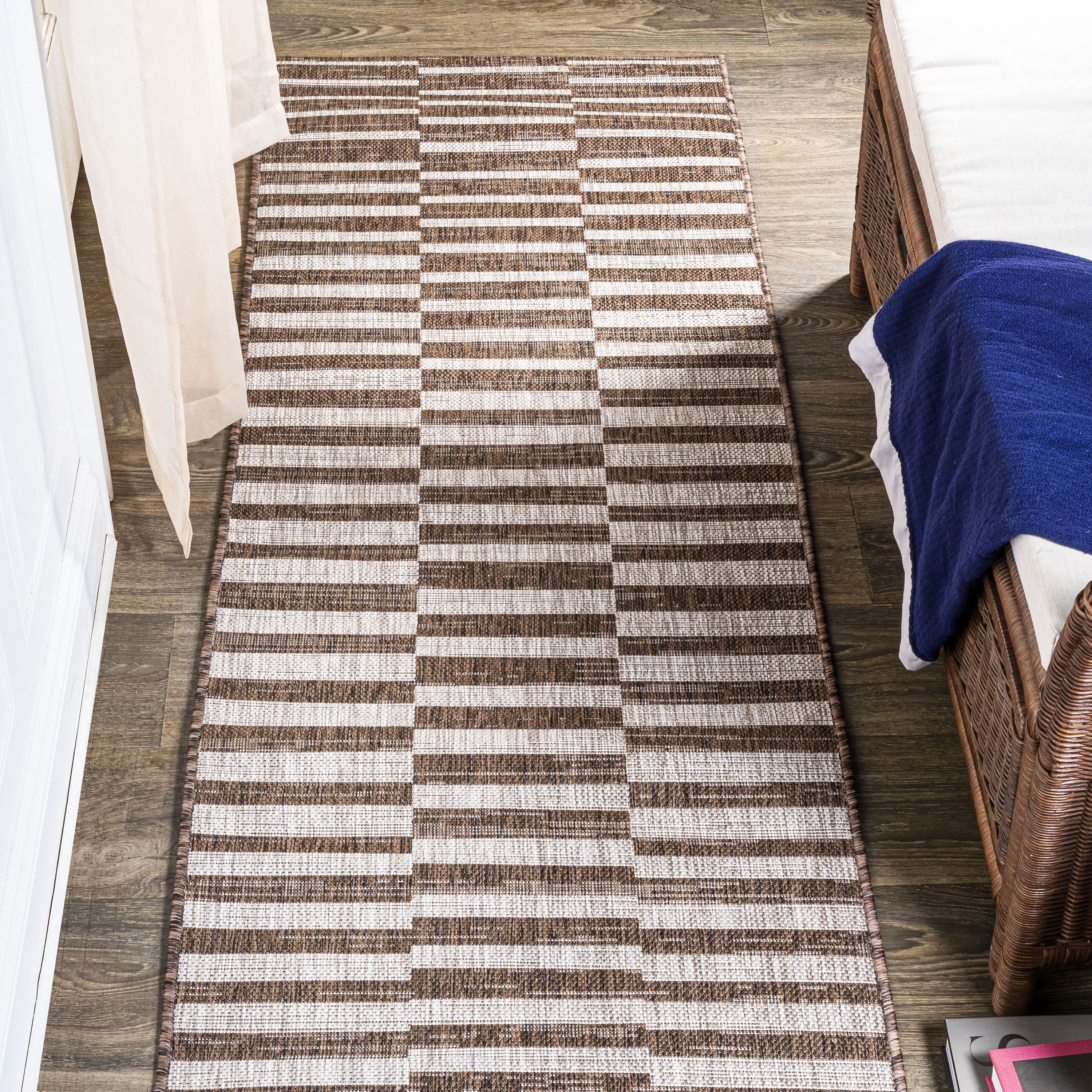 JONATHAN Y SANTA MONICA 2 x 8 Runner Rug, Sukie Offset Stripe - Brown ...