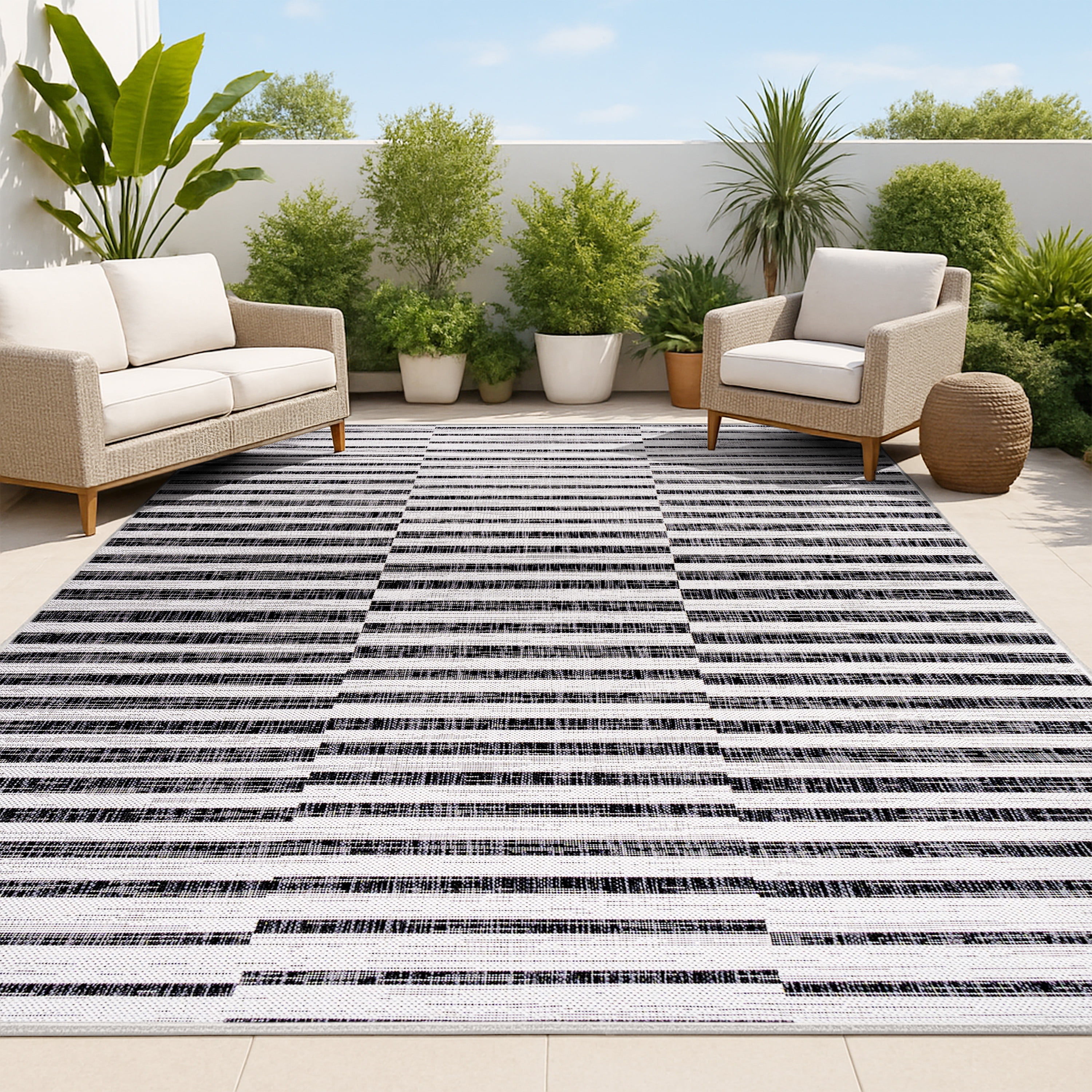 JONATHAN Y SANTA MONICA 5 x 8 Area Rug, Sukie Offset Stripe - Ivory ...