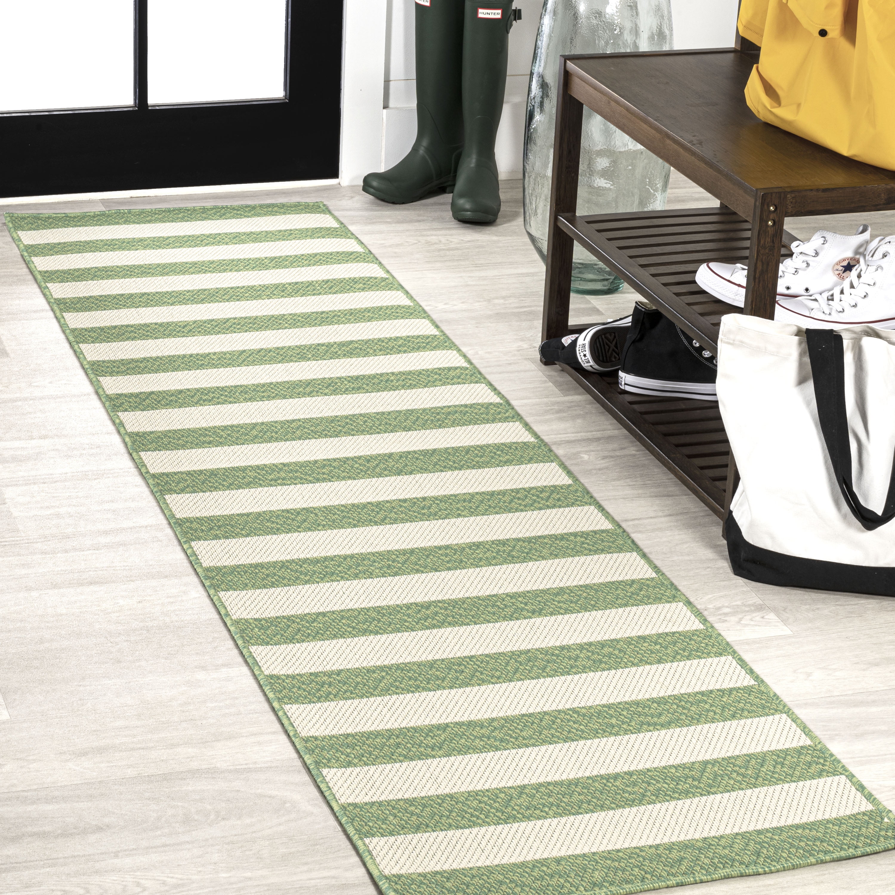JONATHAN Y SANTA MONICA Negril Two-Tone Wide Stripe Runner Rug, 2 x 8 ...