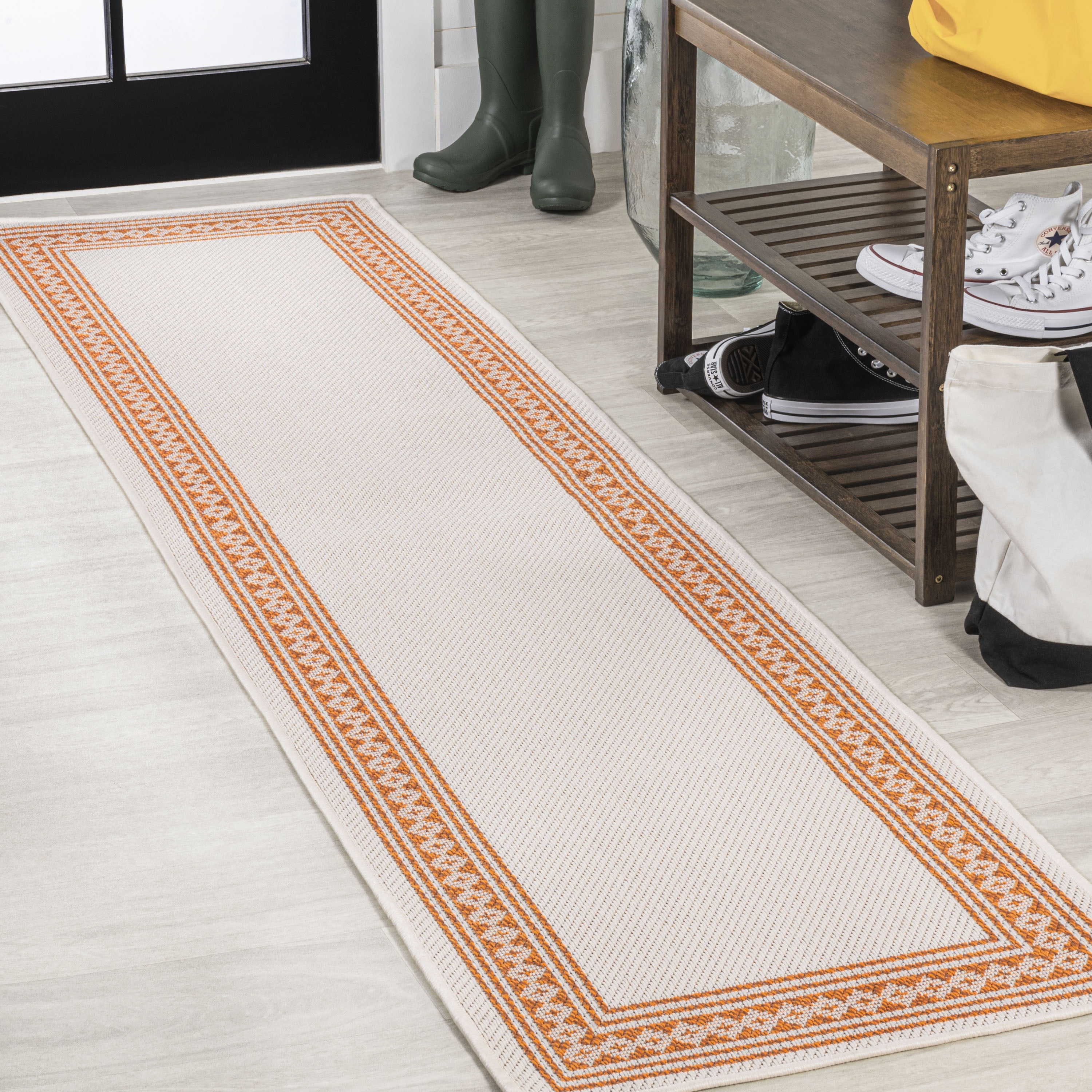 JONATHAN Y SANTA MONICA 2 x 8 Runner Rug, Lucia Diamond Border - Cream ...