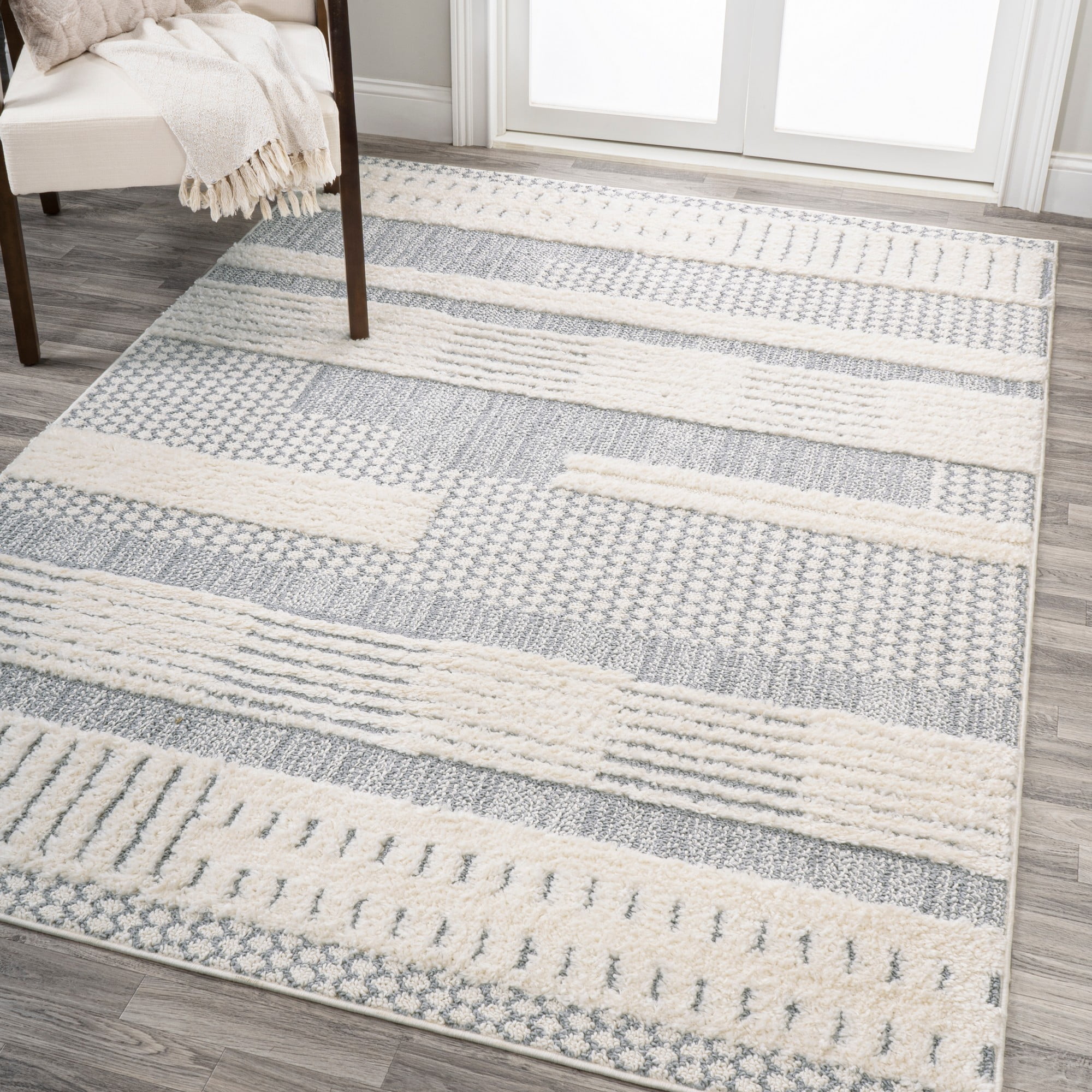 JONATHAN Y SANTA THERESA 3 x 5 Area Rug, Kerstin Geometric - Cream/Gray, SNT100A-3 - Walmart.com