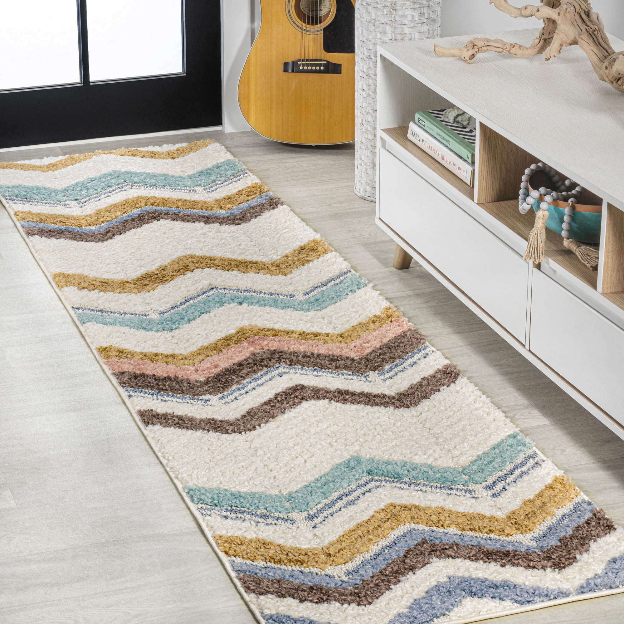 JONATHAN Y SANTA THERESA 2 x 8 Runner Rug, Elin Chevron - Multi/Cream ...