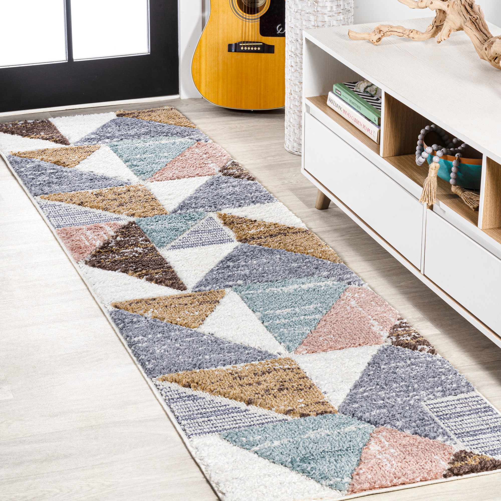 JONATHAN Y SANTA THERESA 2 x 8 Runner Rug, Aileen Scandi Colorblock ...