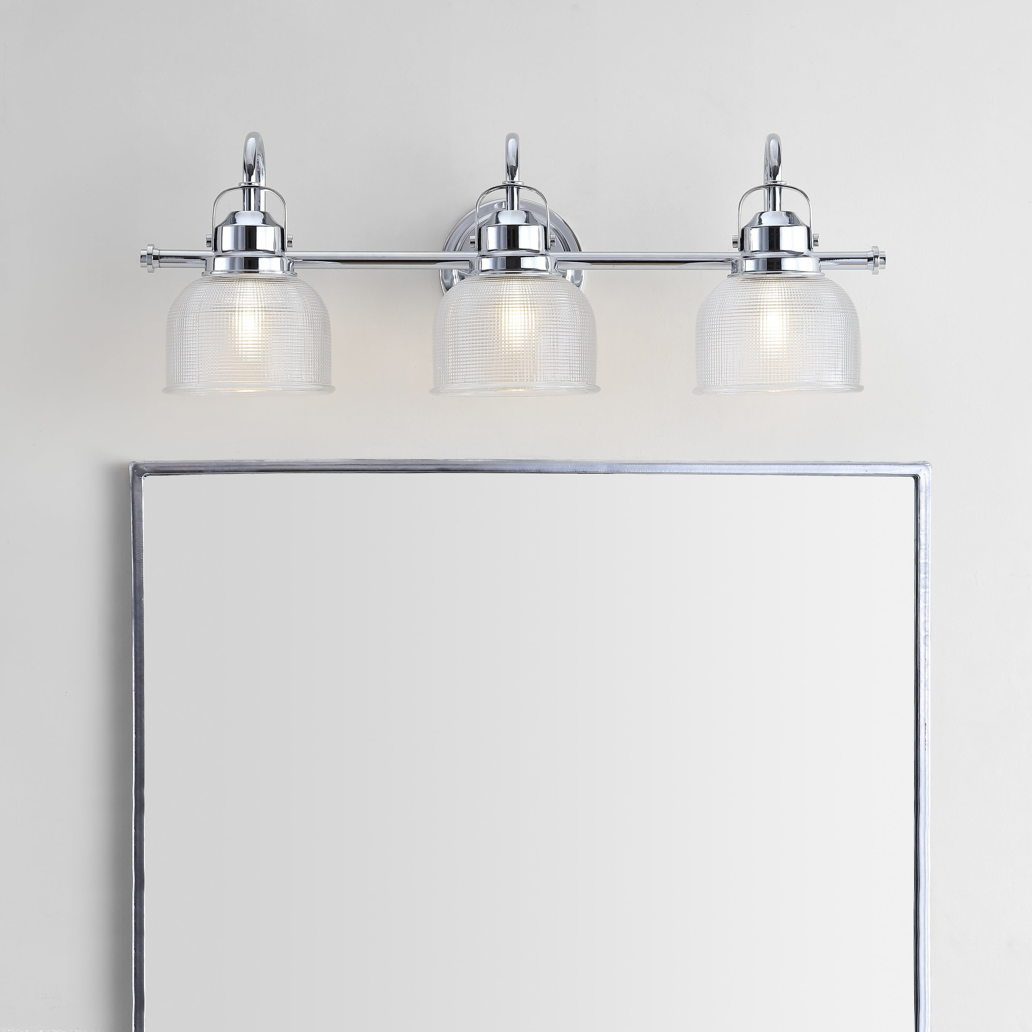 JONATHAN Y Shirley Metal/Glass LED Vanity Light, by 3-Light - Chrome ...