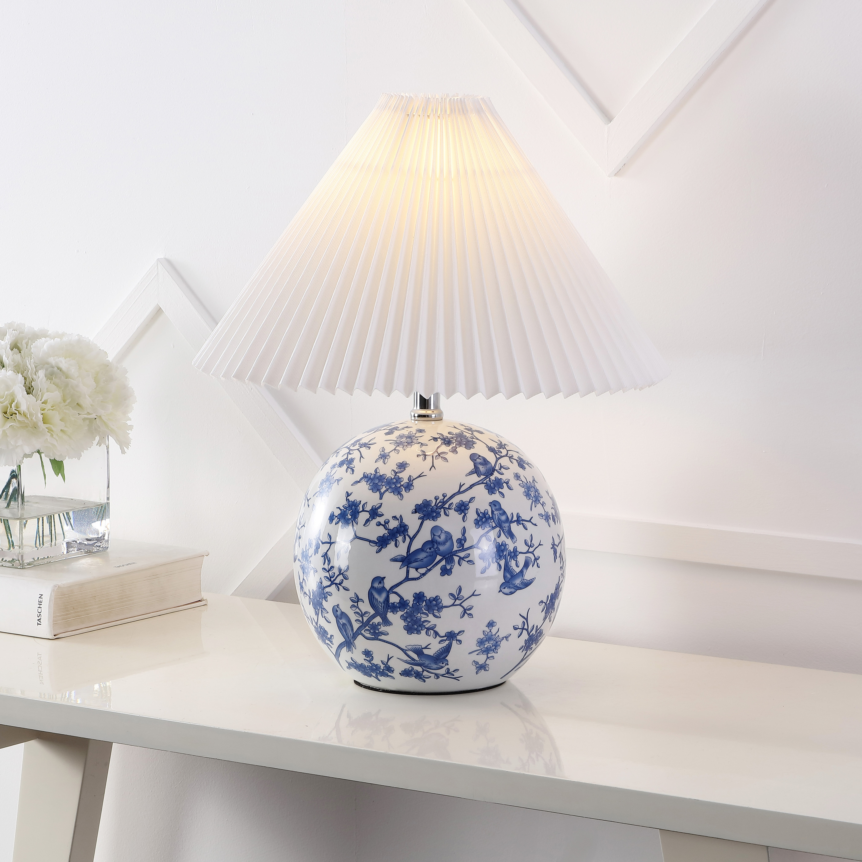 JONATHAN Y Shishen 19.5" Cottage Classic Chinoiserie Ceramic Orb LED ...