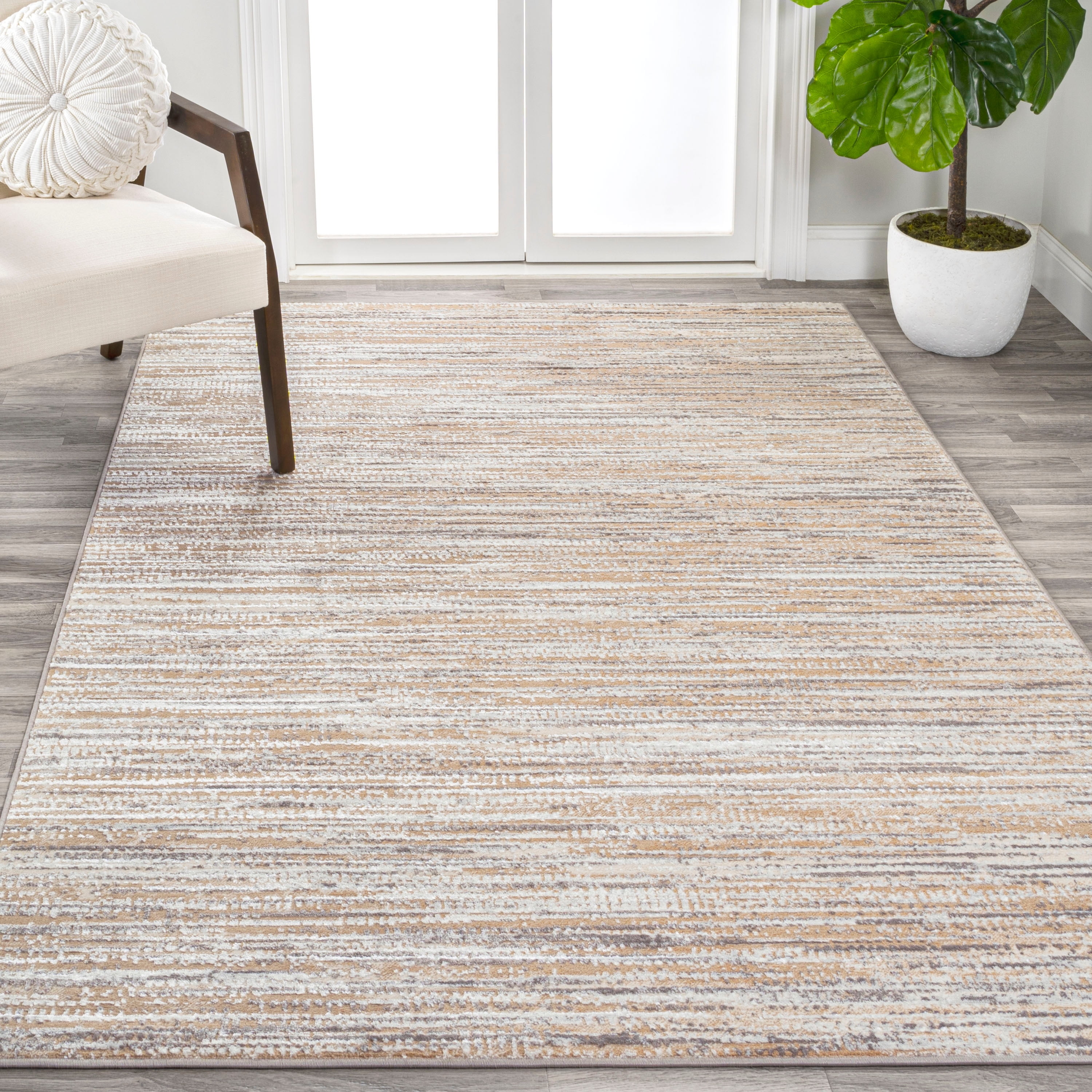JONATHAN Y Slant Modern Strie' Area Rug 5 X 8 - Beige/Gray - Walmart.com