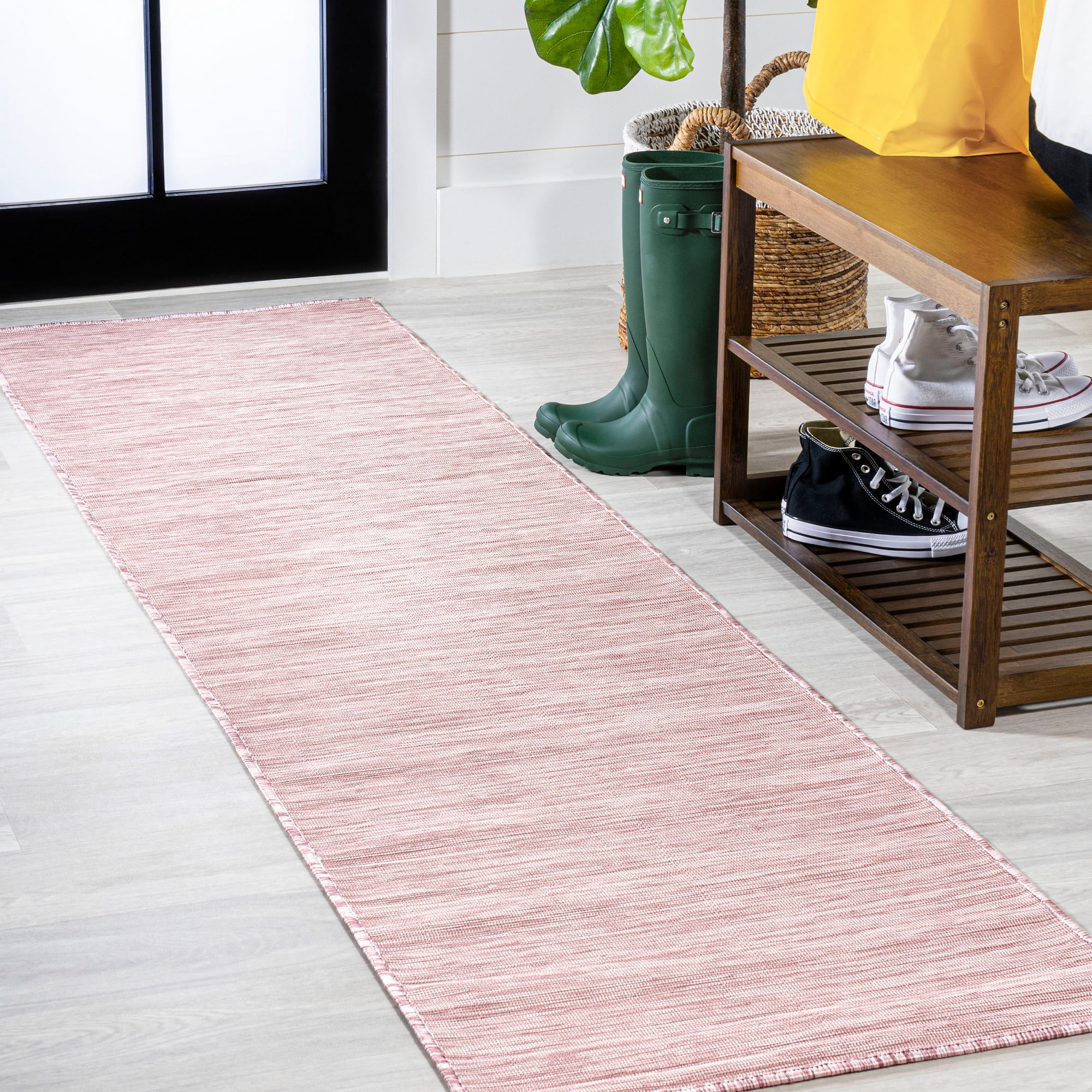 JONATHAN Y TUSCAN SUN COLLECTION Ethan Modern Flatweave Solid Pink 2 ft. x 8 ft. Indoor/Outdoor ...