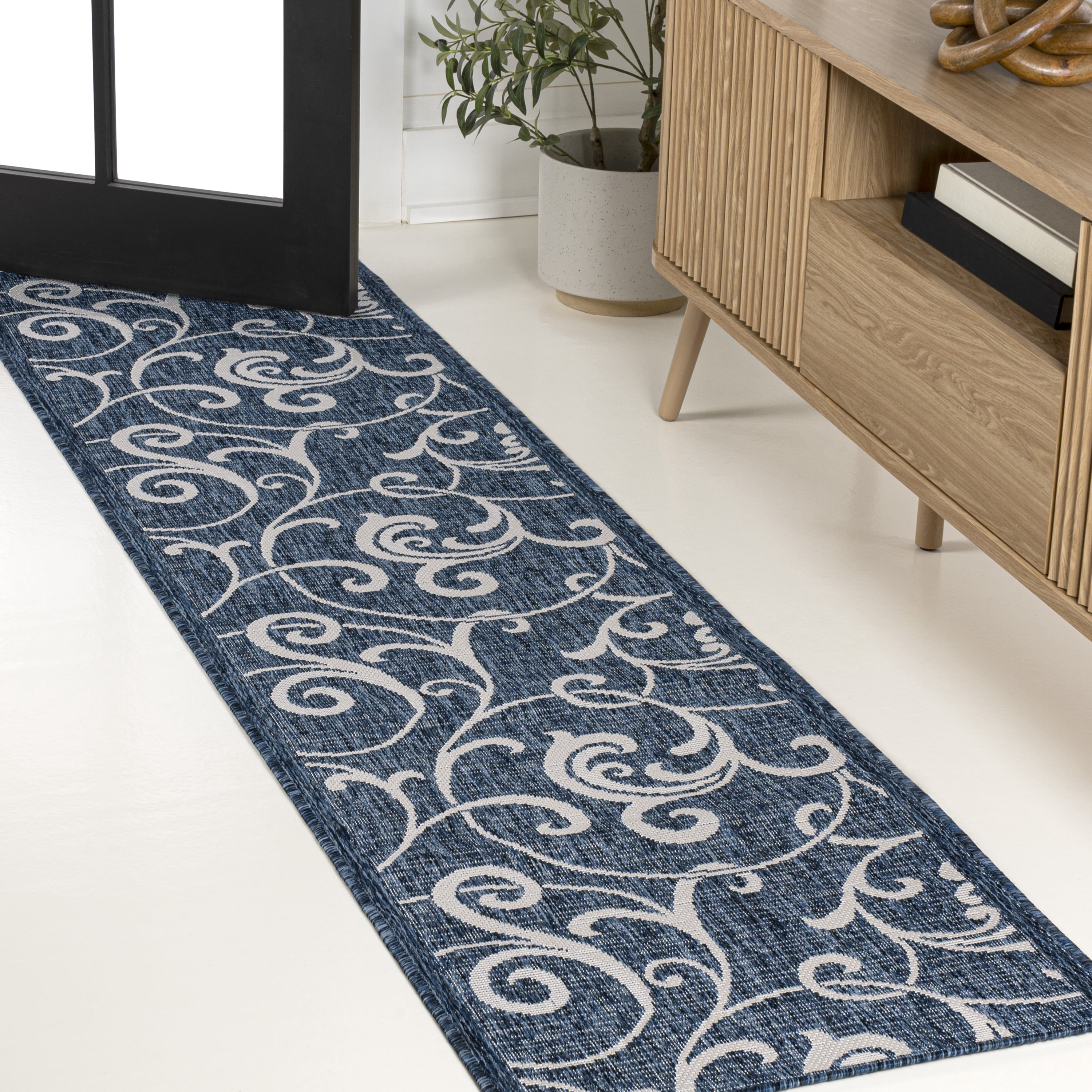 JONATHAN Y TSN205B-28 Maribel Traditional Classic All-Over Scroll Navy ...