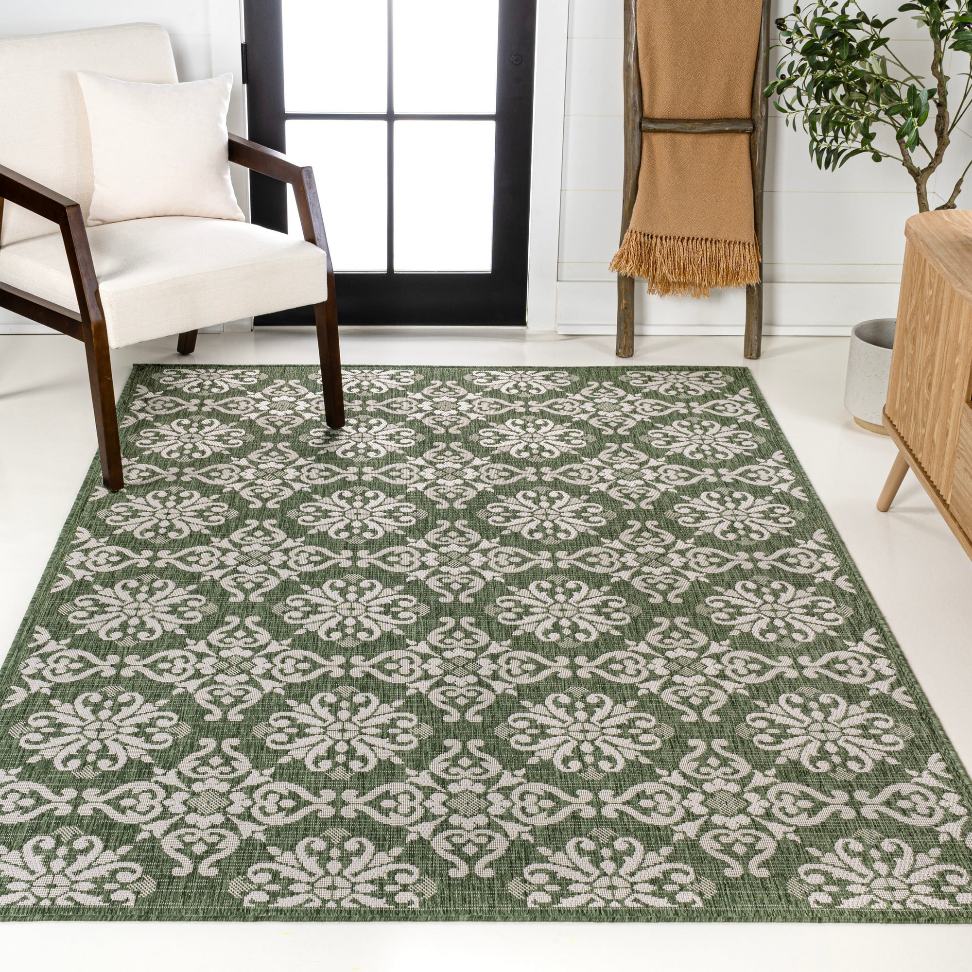 JONATHAN Y TSN206D-8 Amora Traditional Mediterranean Tile Design Green/Cream 8 ft. x 10 ft ...