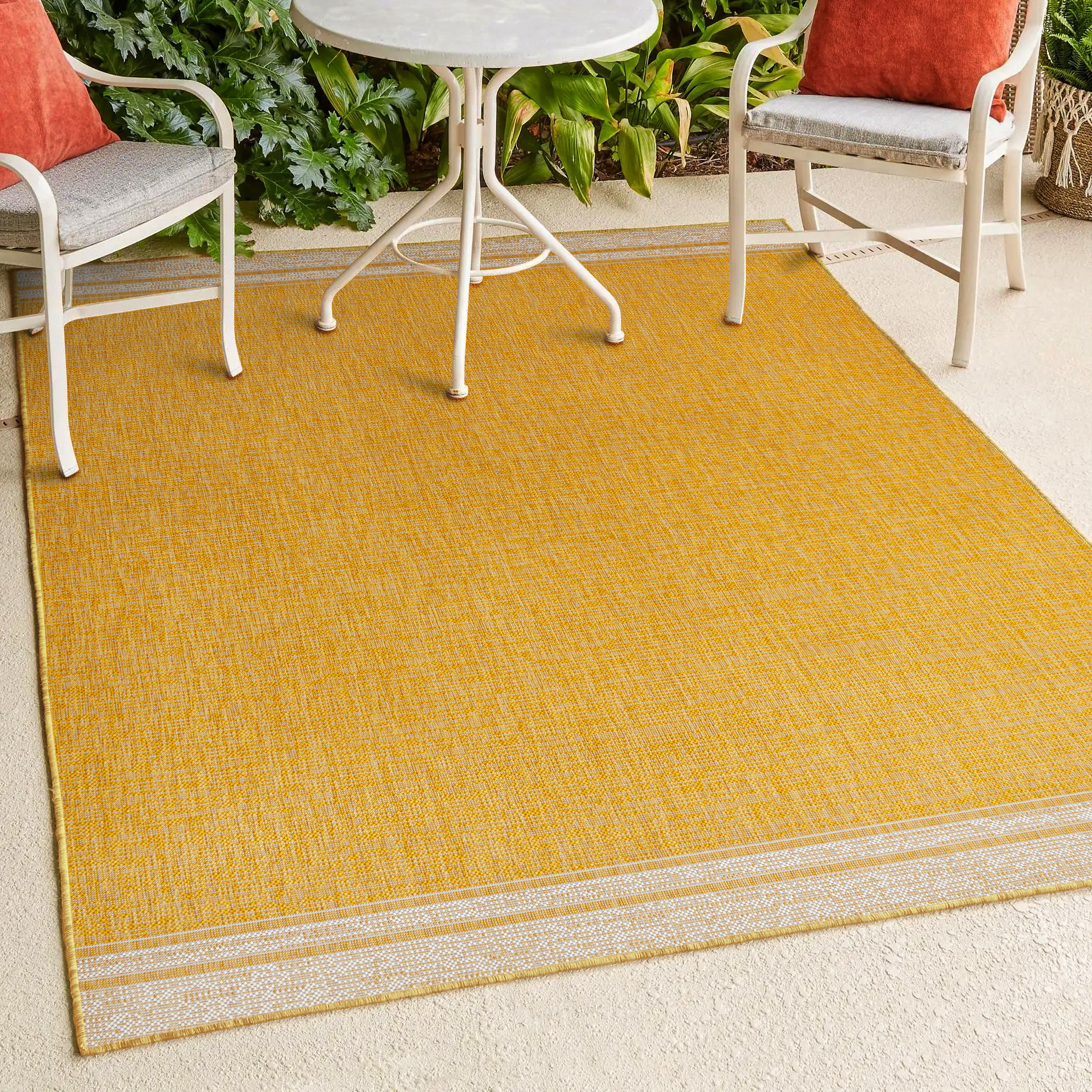 JONATHAN Y TSN213C-8 Alda Modern Minimalist Mingled Solid Yellow/Cream ...