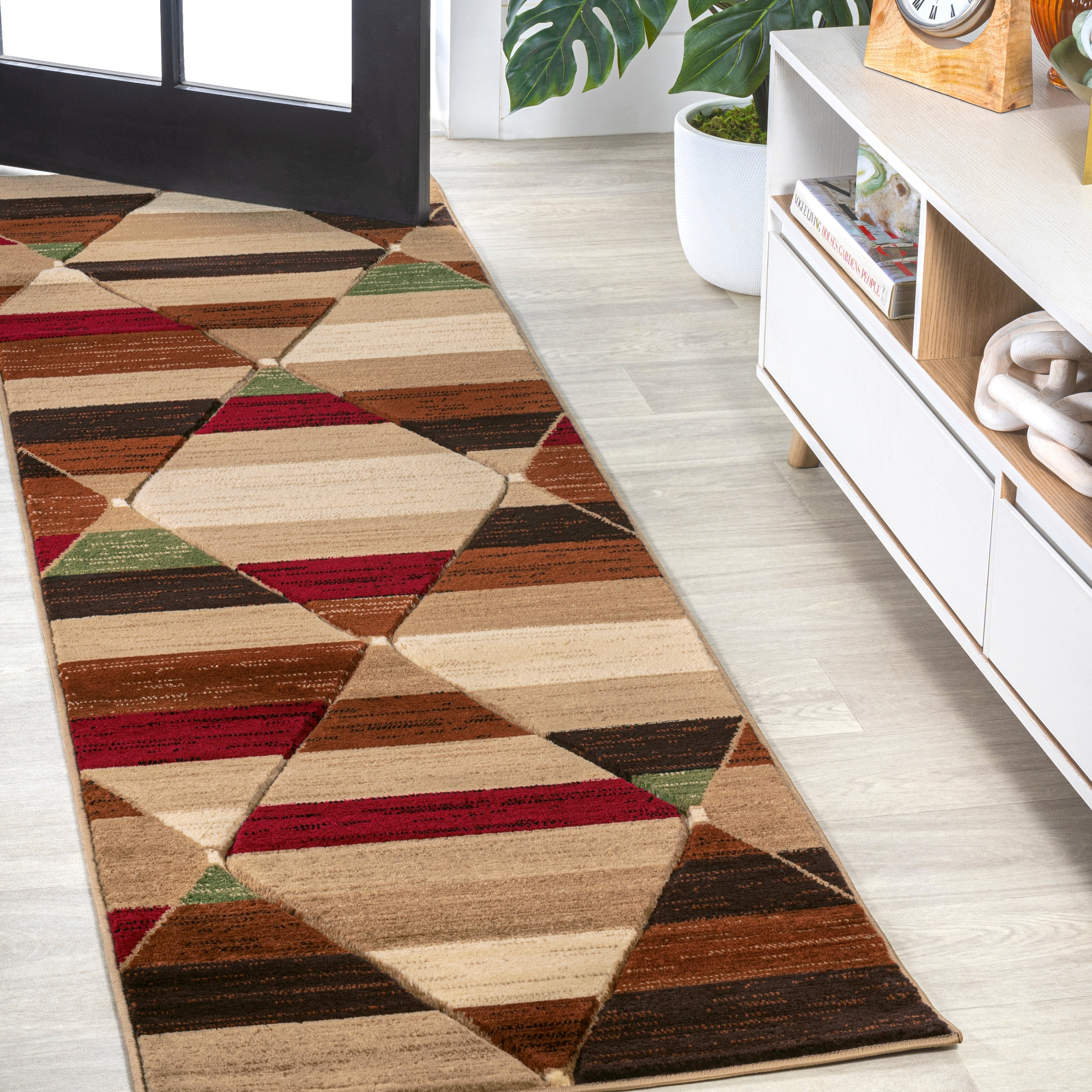 JONATHAN Y Tamara Boho Jute Circle Area Rug 2 X 8 - Red/Brown/Cream - Walmart.com