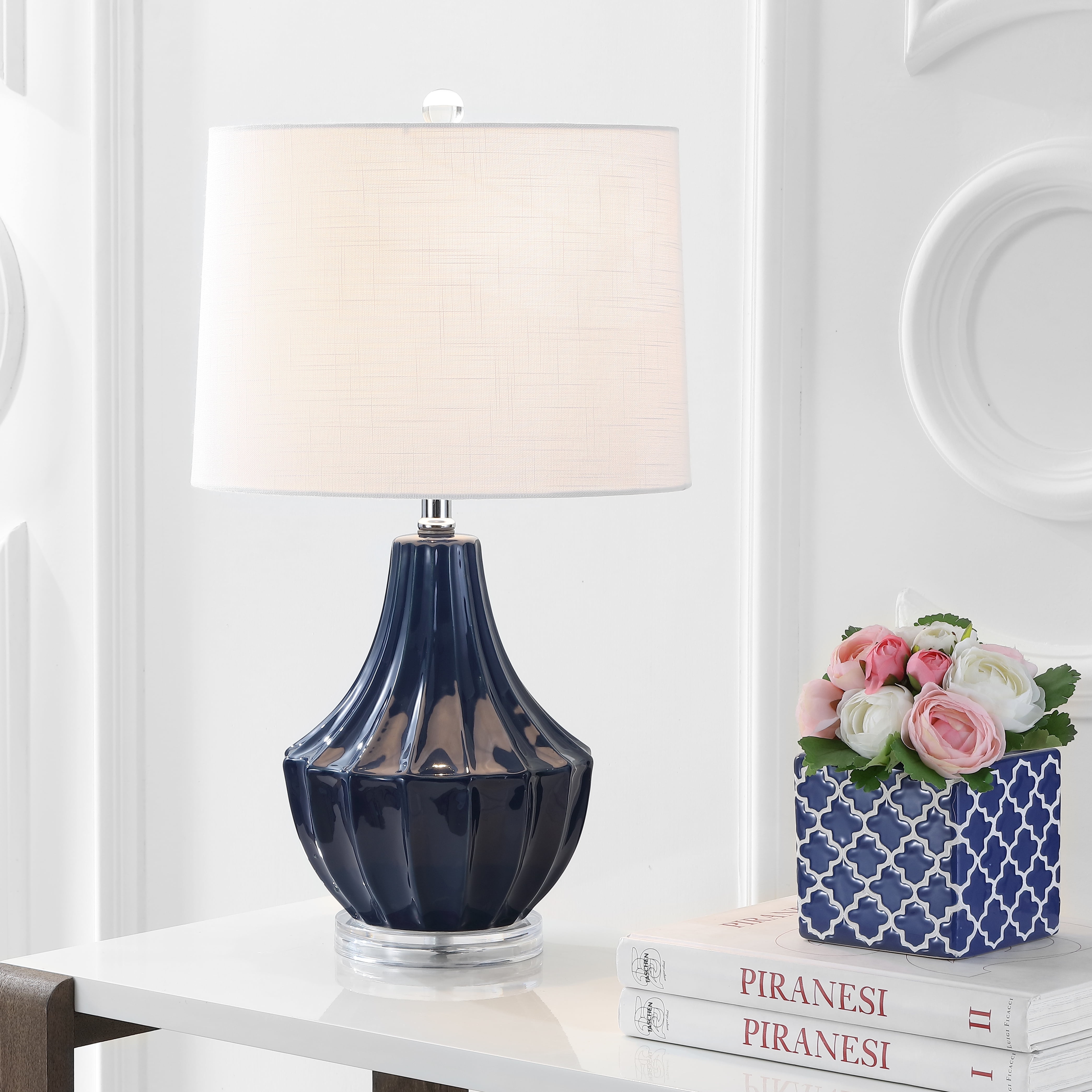 Open Box JONATHAN Y Tate 24.5" Ceramic LED Table Lamp, Navy, JYL8018A ...