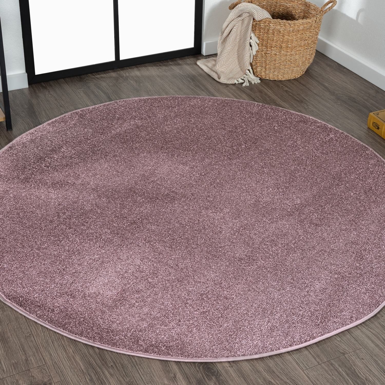 JONATHAN Y Tumbling Solid Low-Pile Area Rug 5' Round - Light Purple ...