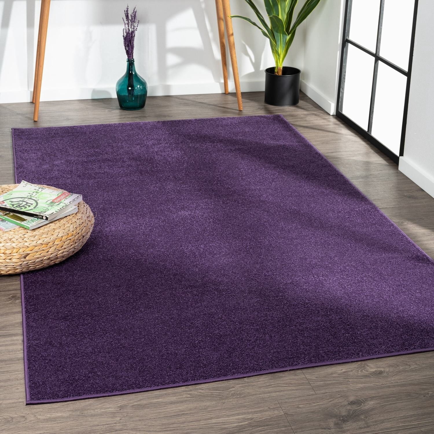 JONATHAN Y Tumbling Solid Low-Pile Area Rug 8 X 10 - Purple - Walmart.com