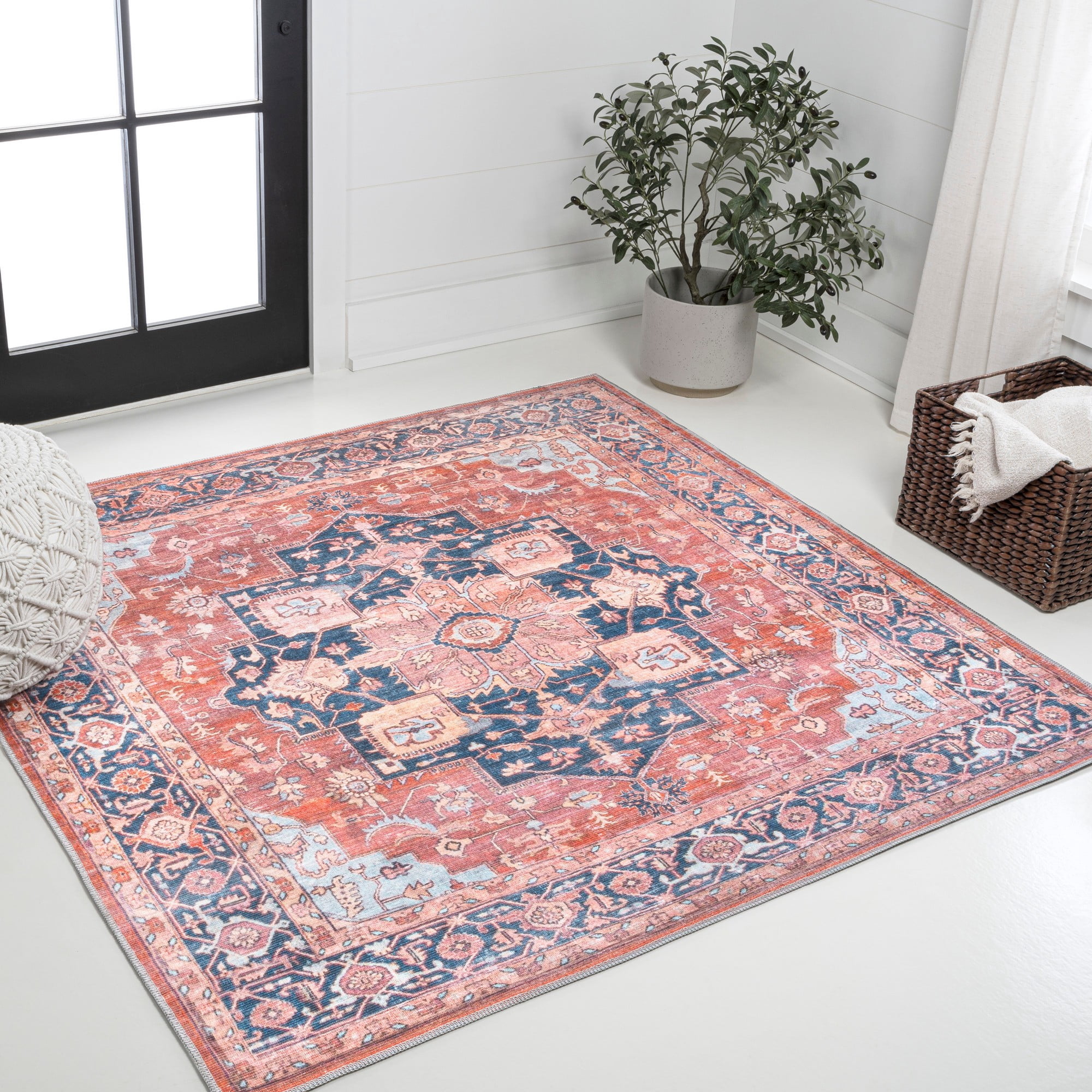 JONATHAN Y WSH109A-5SQ Maris Ornate Medallion Machine-Washable ...