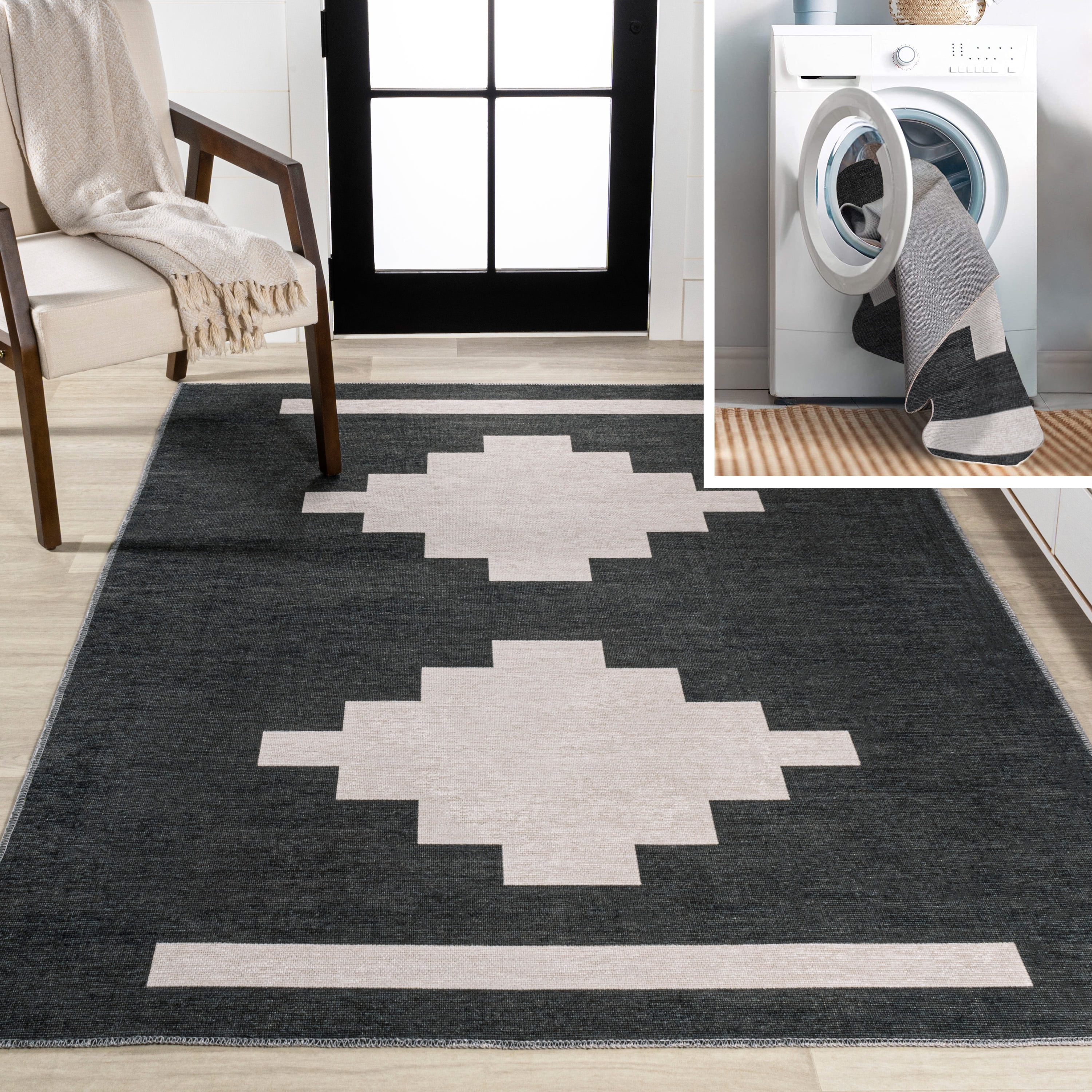 JONATHAN Y Adriel 8x10 Geometric Medallion Machine-Washable Area Rug ...