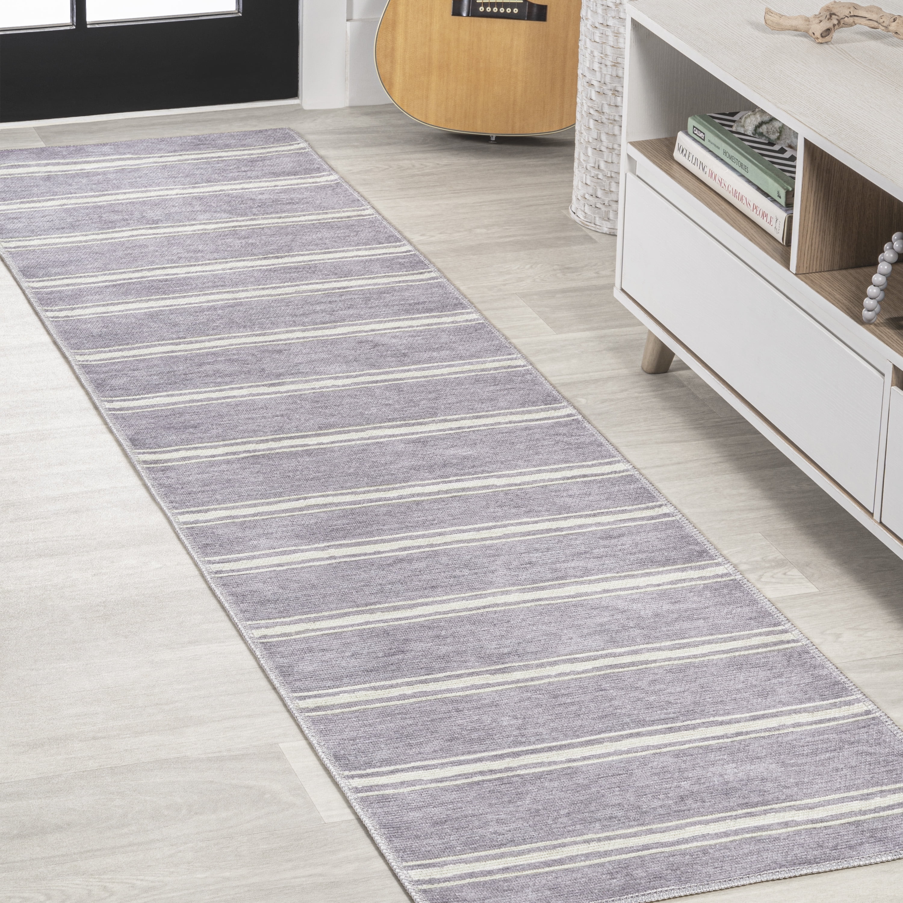 JONATHAN Y WASHABLE 2 x 8 Runner Rug, Bande Distressed Stripe ...