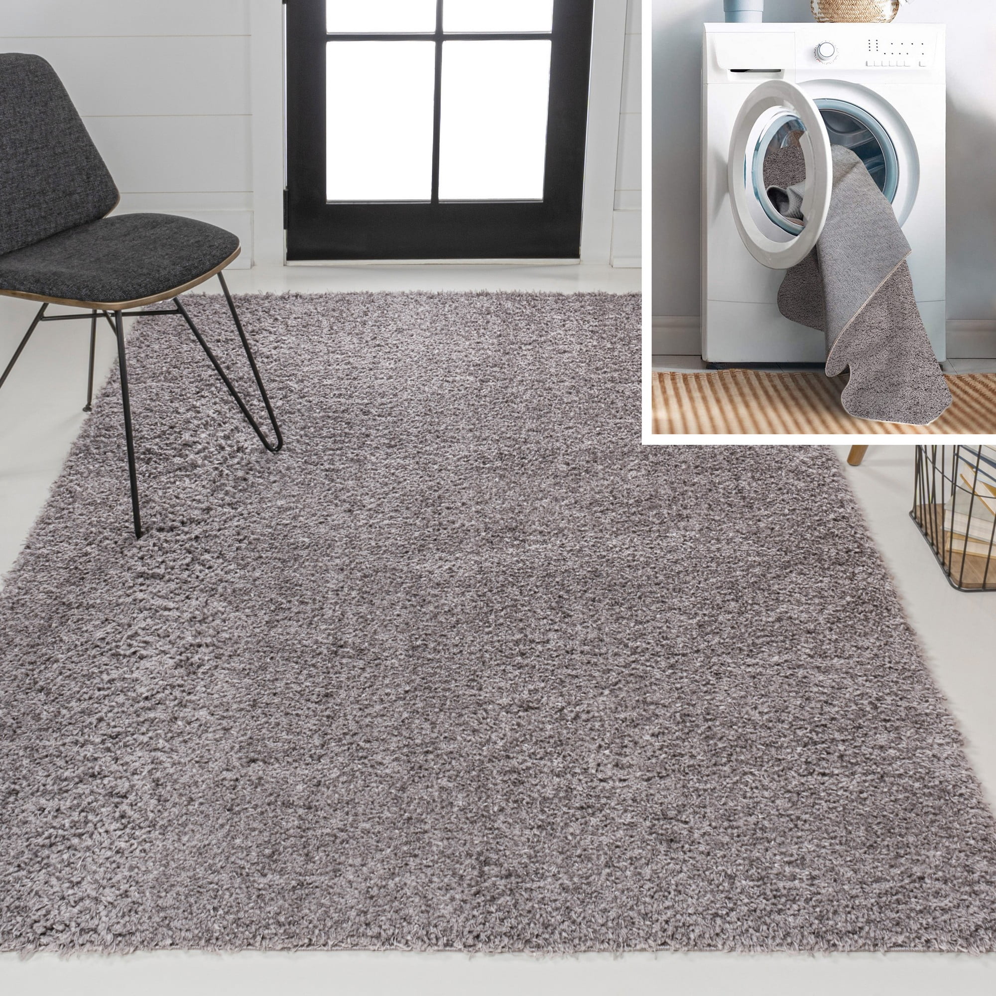 JONATHAN Y WSH400G-3 Clayton Coastal Solid Glam Shag Machine-Washable ...