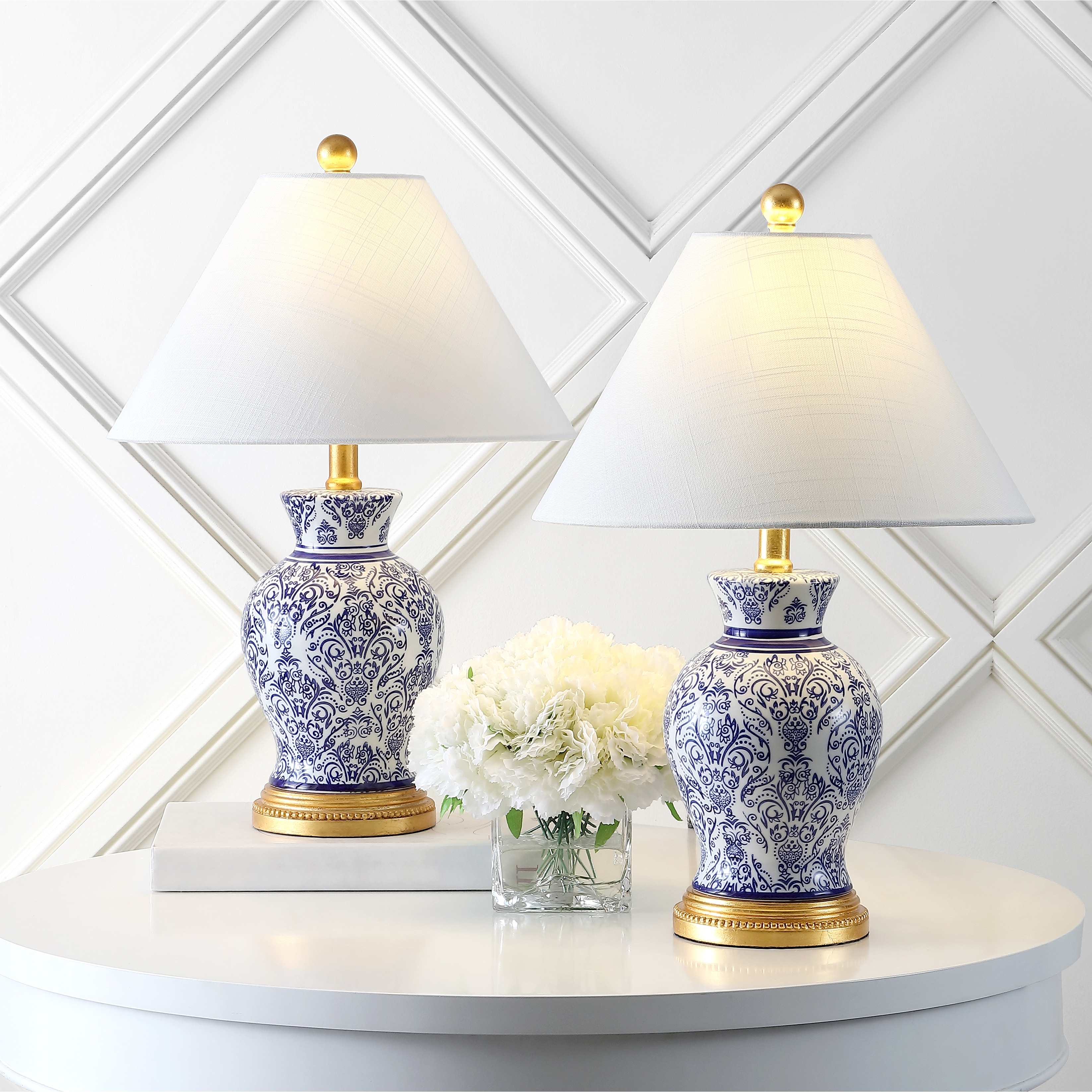 JONATHAN Y Ziggy 21" Ceramic/Iron Classic Modern LED Table Lamp, Blue ...