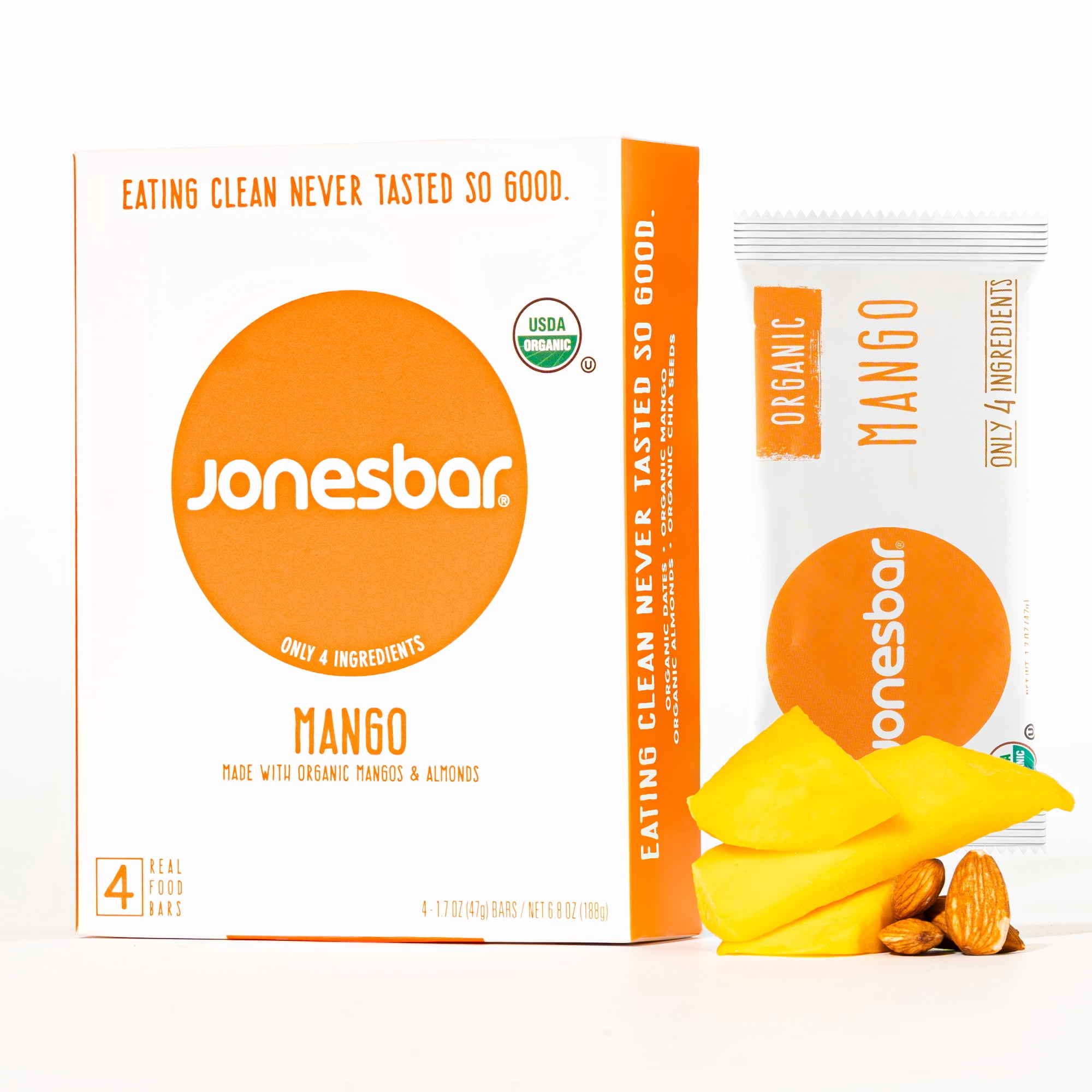 JONESBAR (Mango Almond, 4 Count (Pack of 1)), USDA Organic Fruit & Nut ...