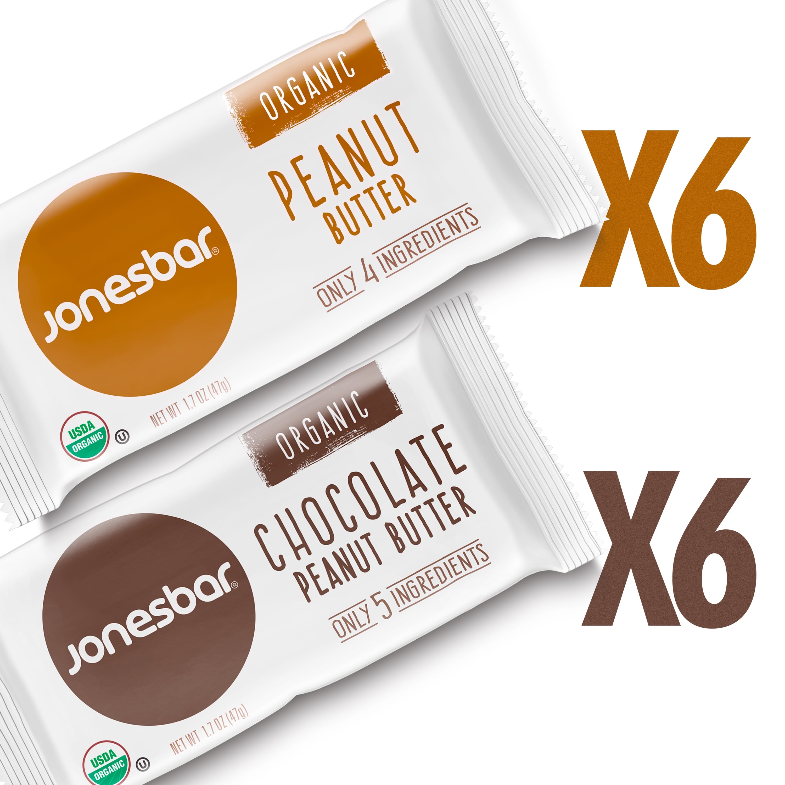 JONESBAR (Peanut Lovers, 12 Count (Pack of 1)), USDA Organic Fruit ...