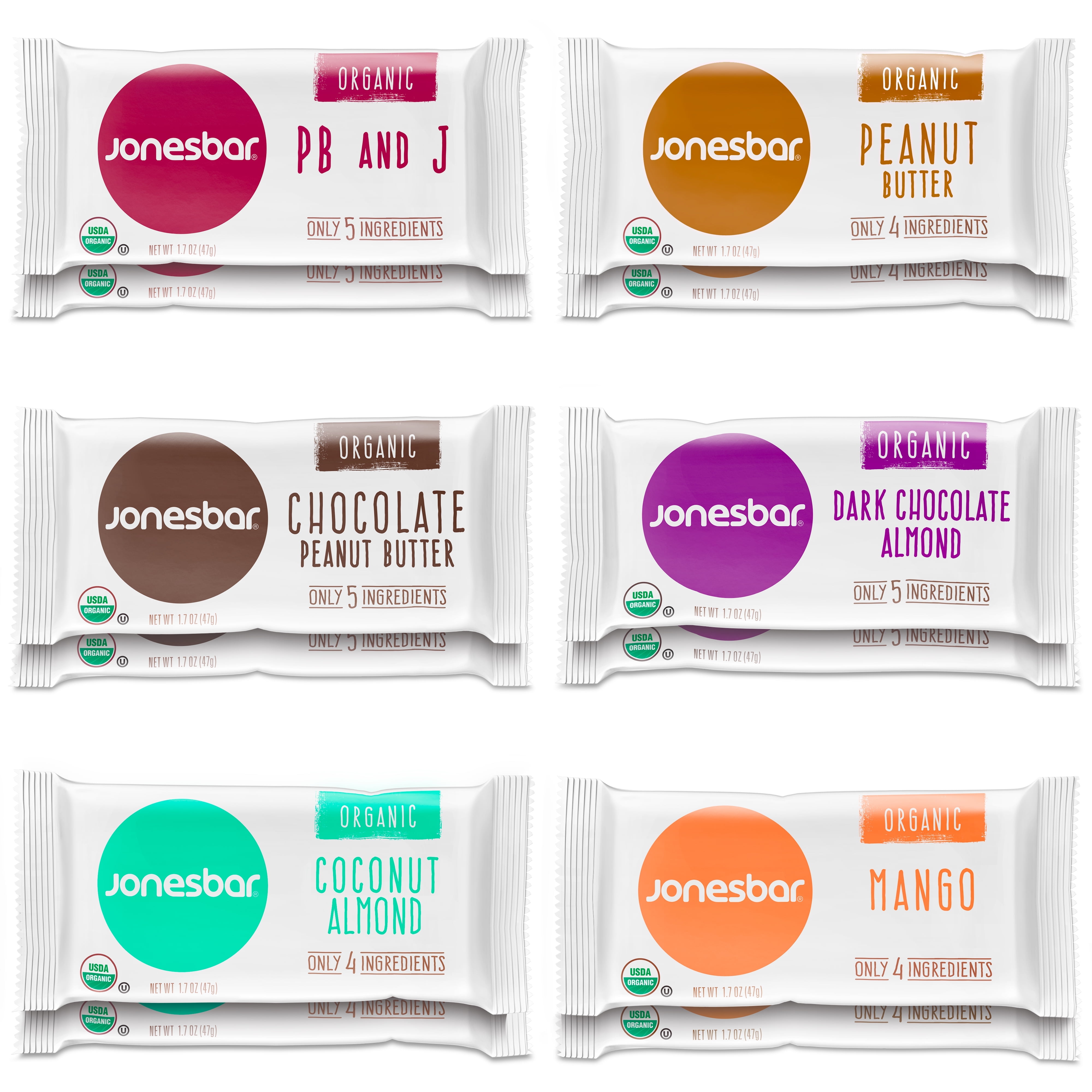Jonesbar Variety Pack, 12-Count Organic Fruit and Nut Bars, No Added ...