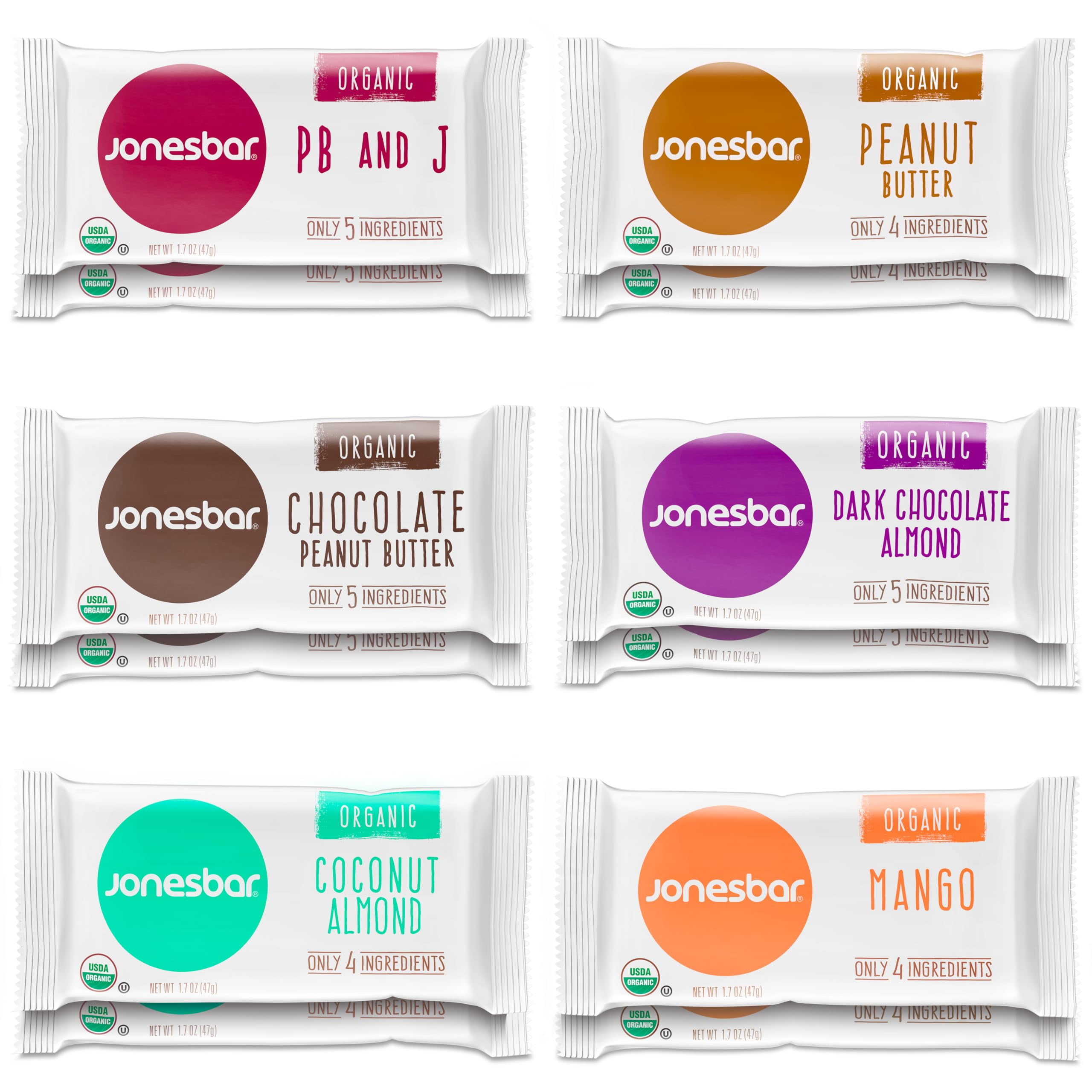 JONESBAR (Variety Pack, 12 MZF22 Count (Pack of 1)), USDA Organic Fruit ...