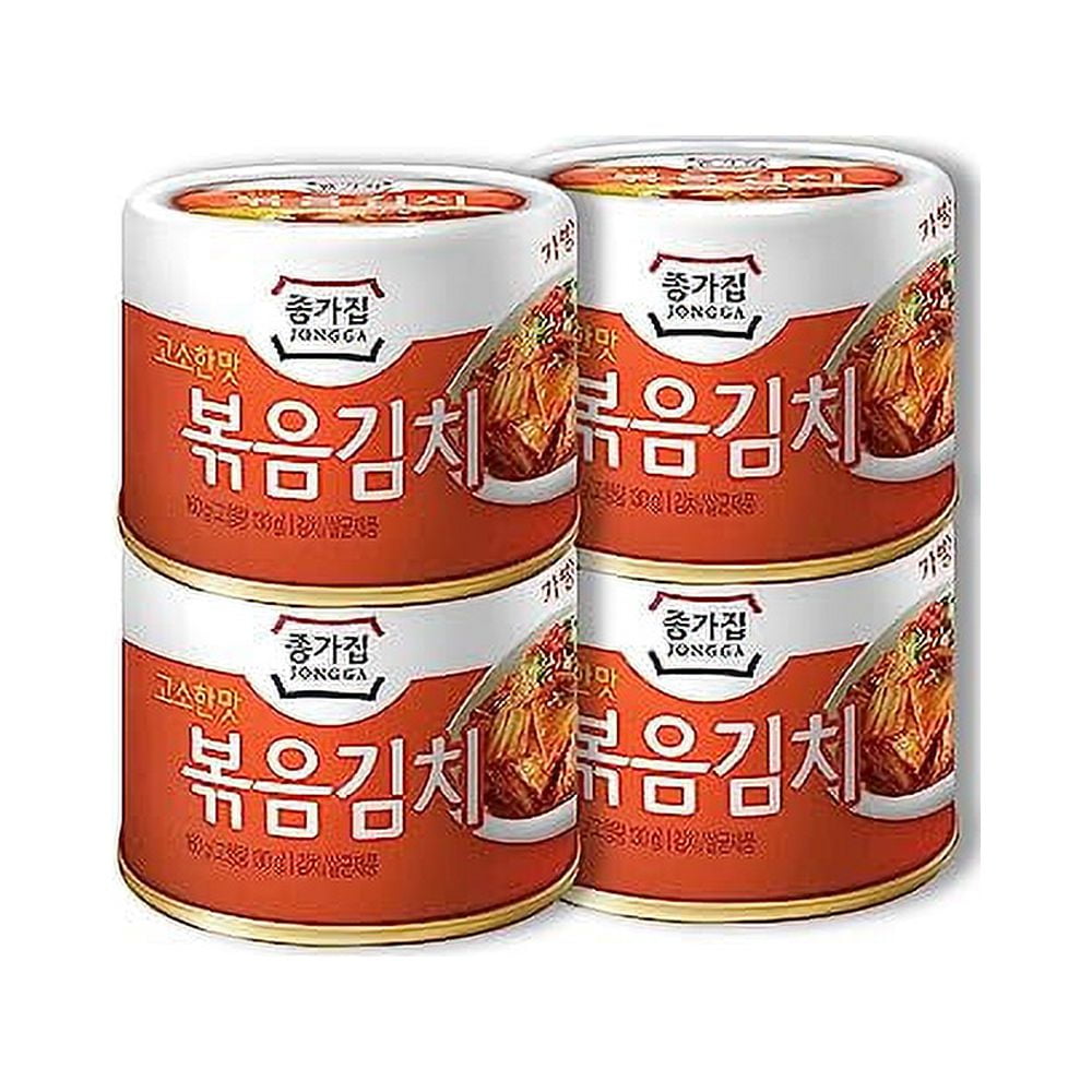 JONGGA Stir-Fried Can Kimchi (Pack of 4), Shelf Stable Canned Kimchi ...