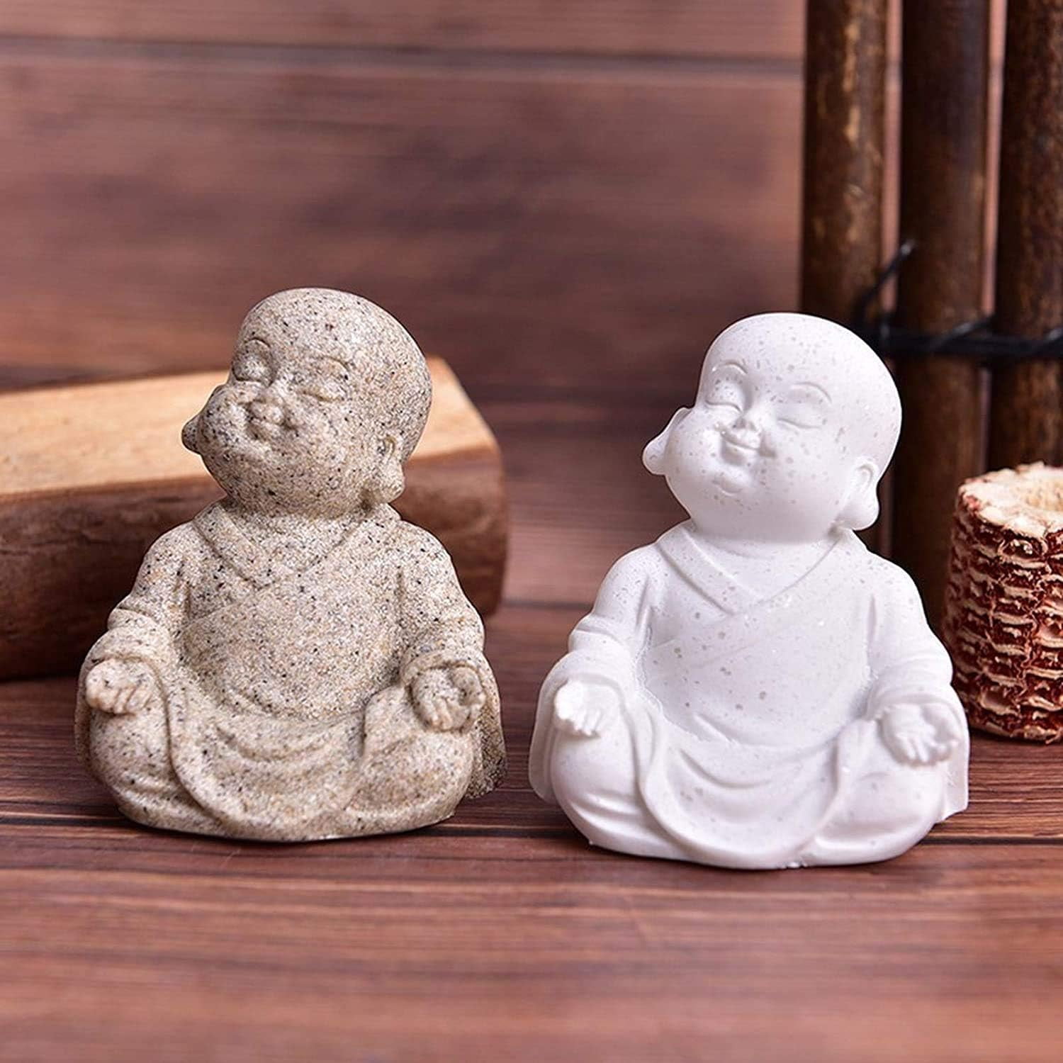 JONJUMP Cute Creative Little Monk Statue Sandstone Adorable Chinese ...