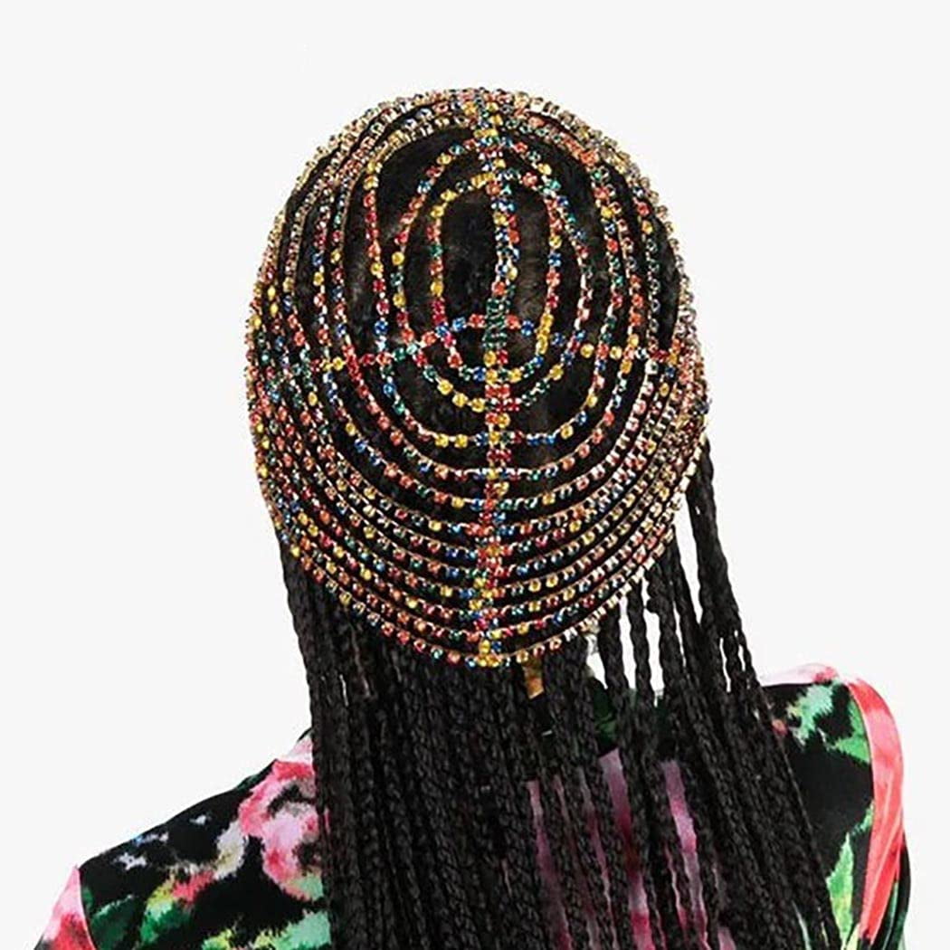 JONKY Color Rhinestone Head Chain Cap Gold Crystal Flapper Headpieces ...