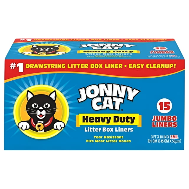 Jonny Cat Heavy Duty Disposable Litter Box Liners, Kitty Jumbo 15 Count ...