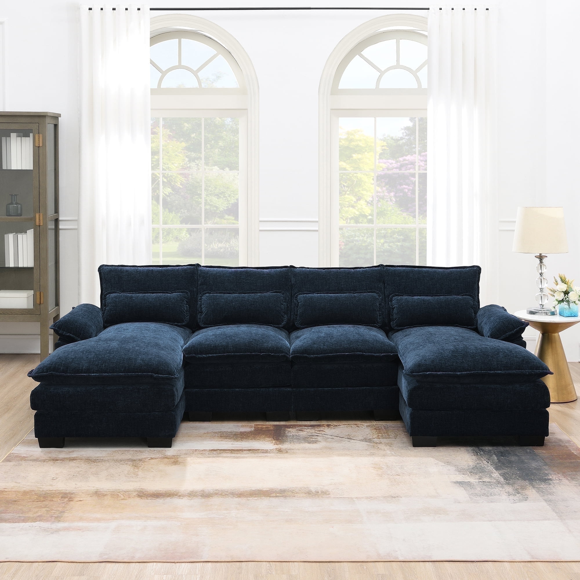 Walmart Black Friday Deals 2025 - JONPONY 109.8" U Shaped Couch, 4 Seat Sectional with 4 Throw ...