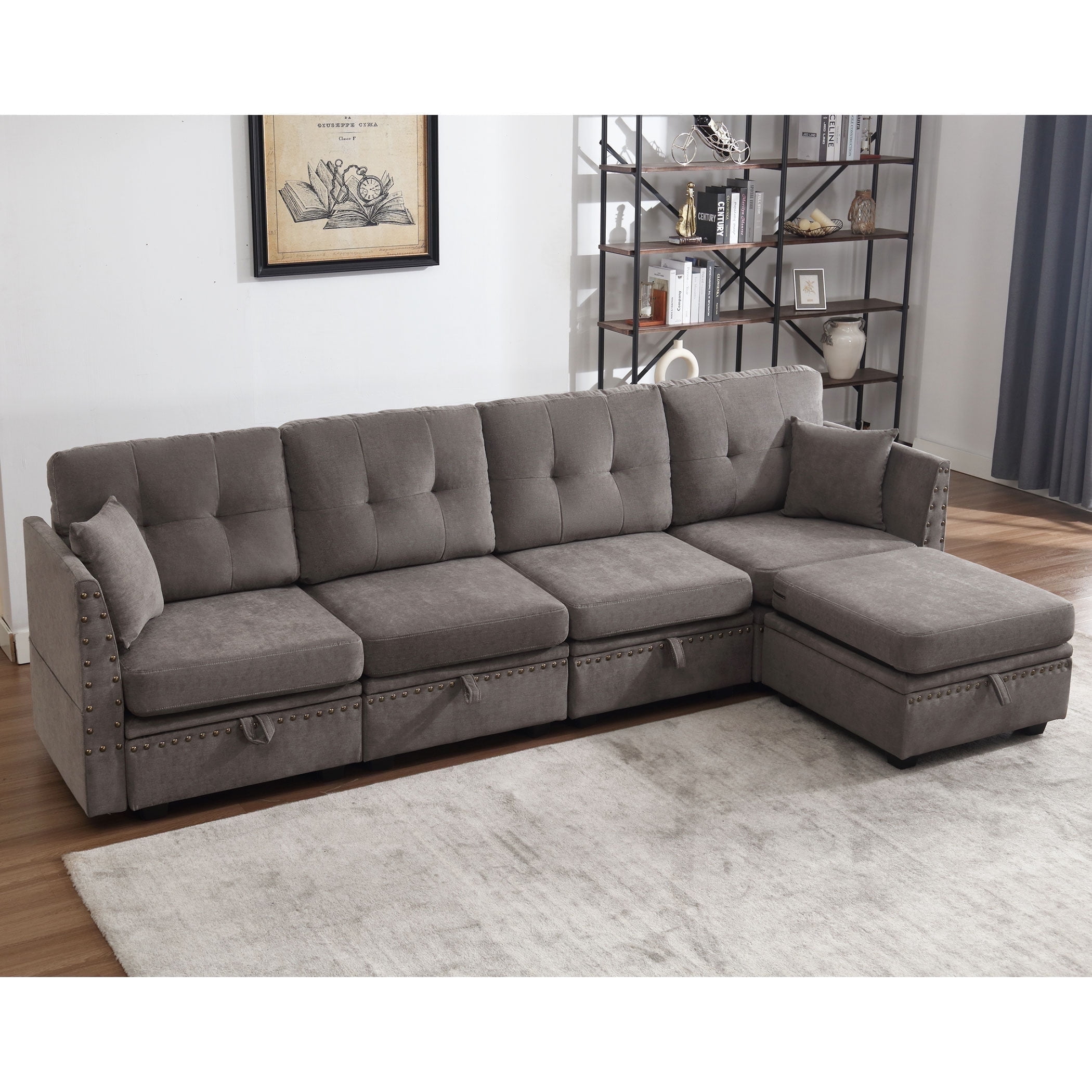 JONPONY 110" Modular Couch,Freely Combinable Modular Sofa with Storage ...