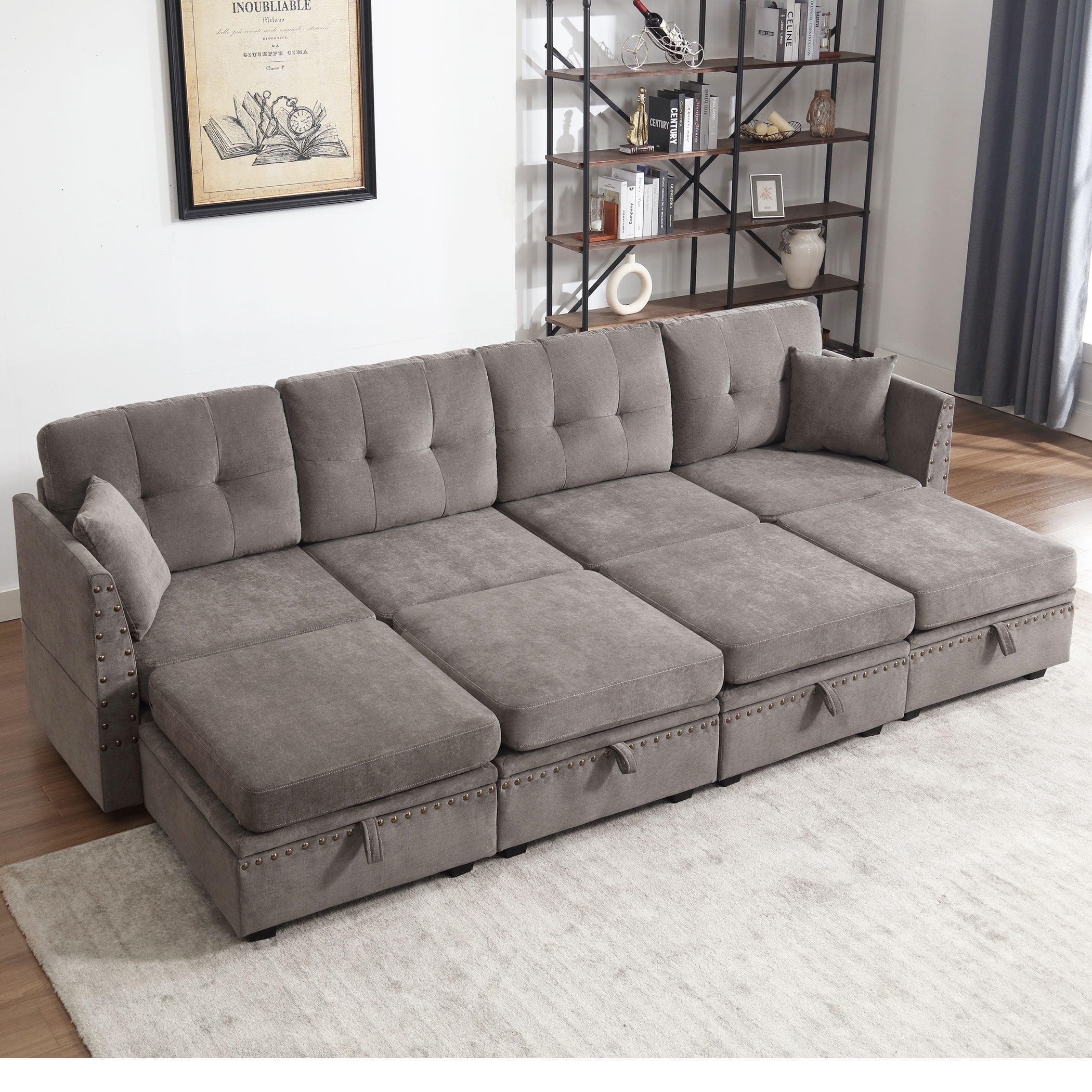 JONPONY 110" Modular Couch,Freely Combinable Modular Sofa with Storage ...