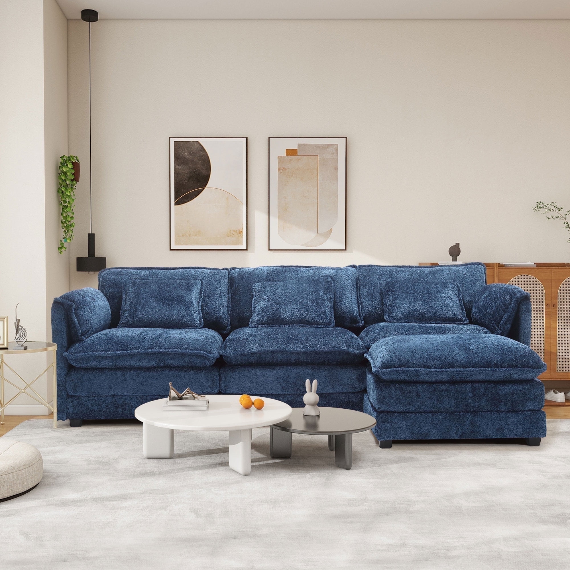 JONPONY L Shaped Cloud Couch,Chenille Modular Sectional Sofa,Sleeper ...