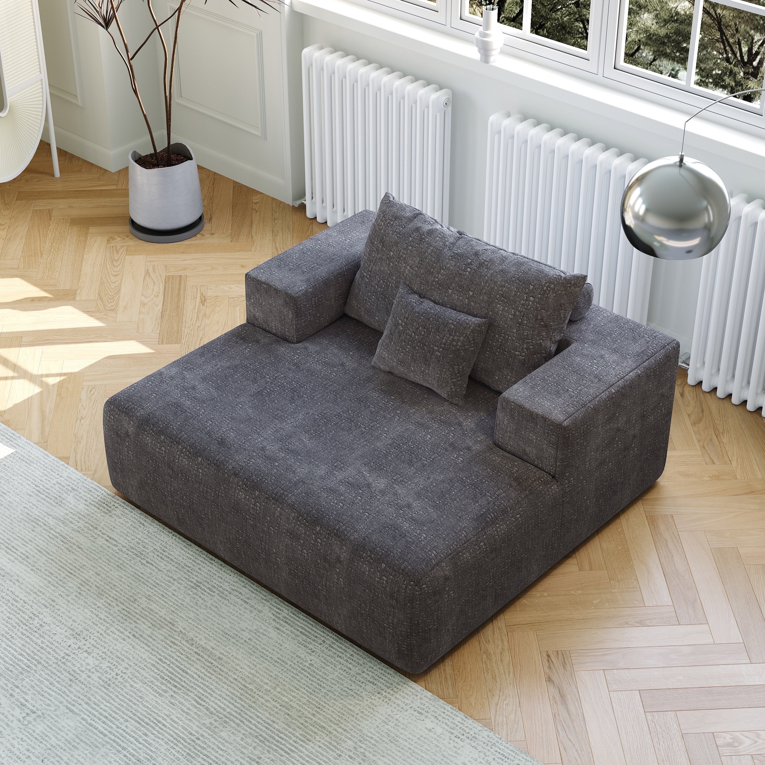 JONPONY 55-inch Chenille Sponge Sofa Lounge Chair,No Assembly Required ...