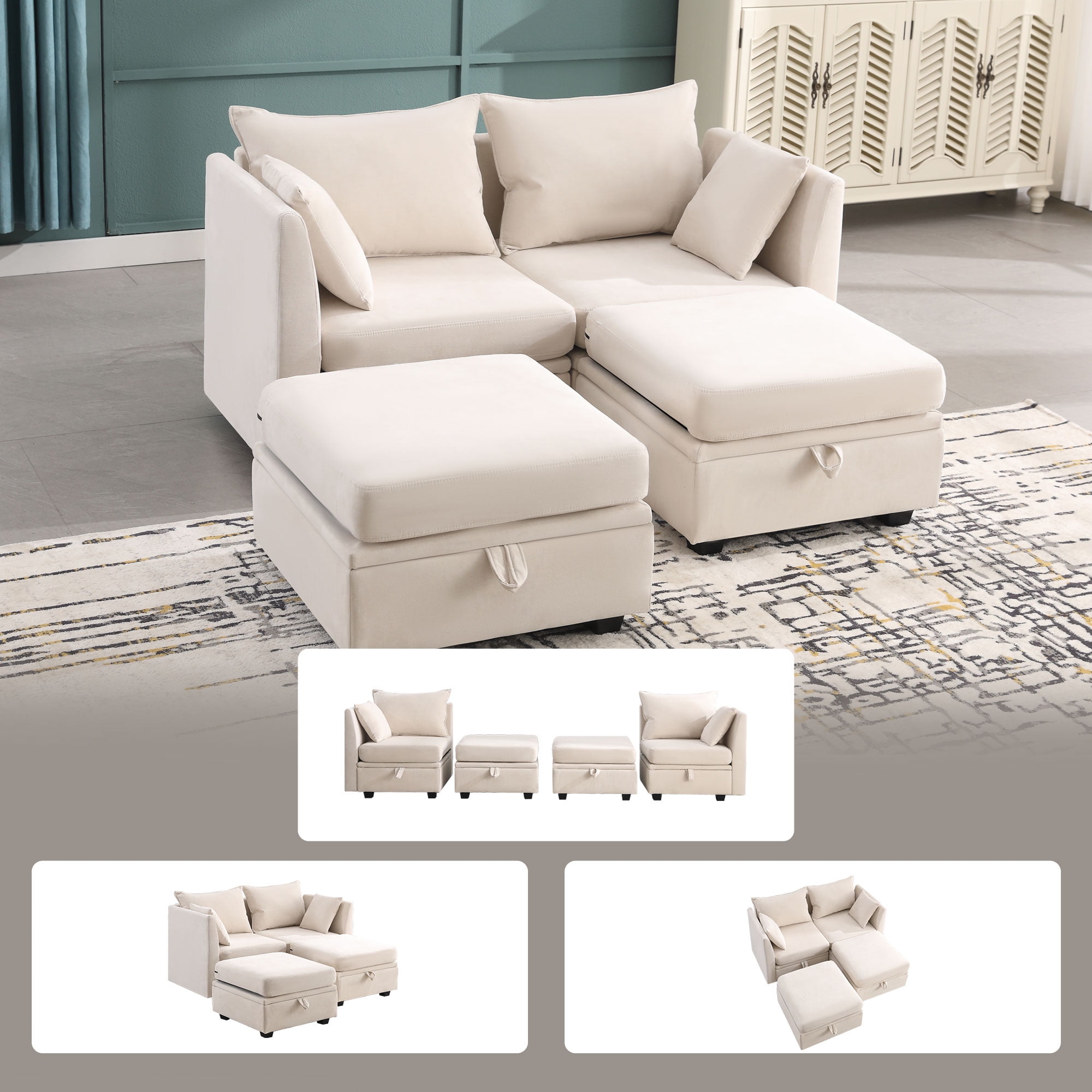 JONPONY 60\ Modular Couches and Sofas Sectional with Storage Sectional ...