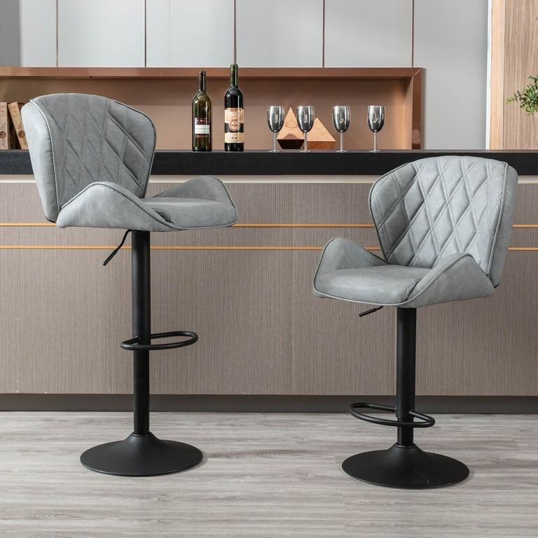 Griffydd Adjustable Height Bar Stool Set of 2 Mercer41 Color Light Gray