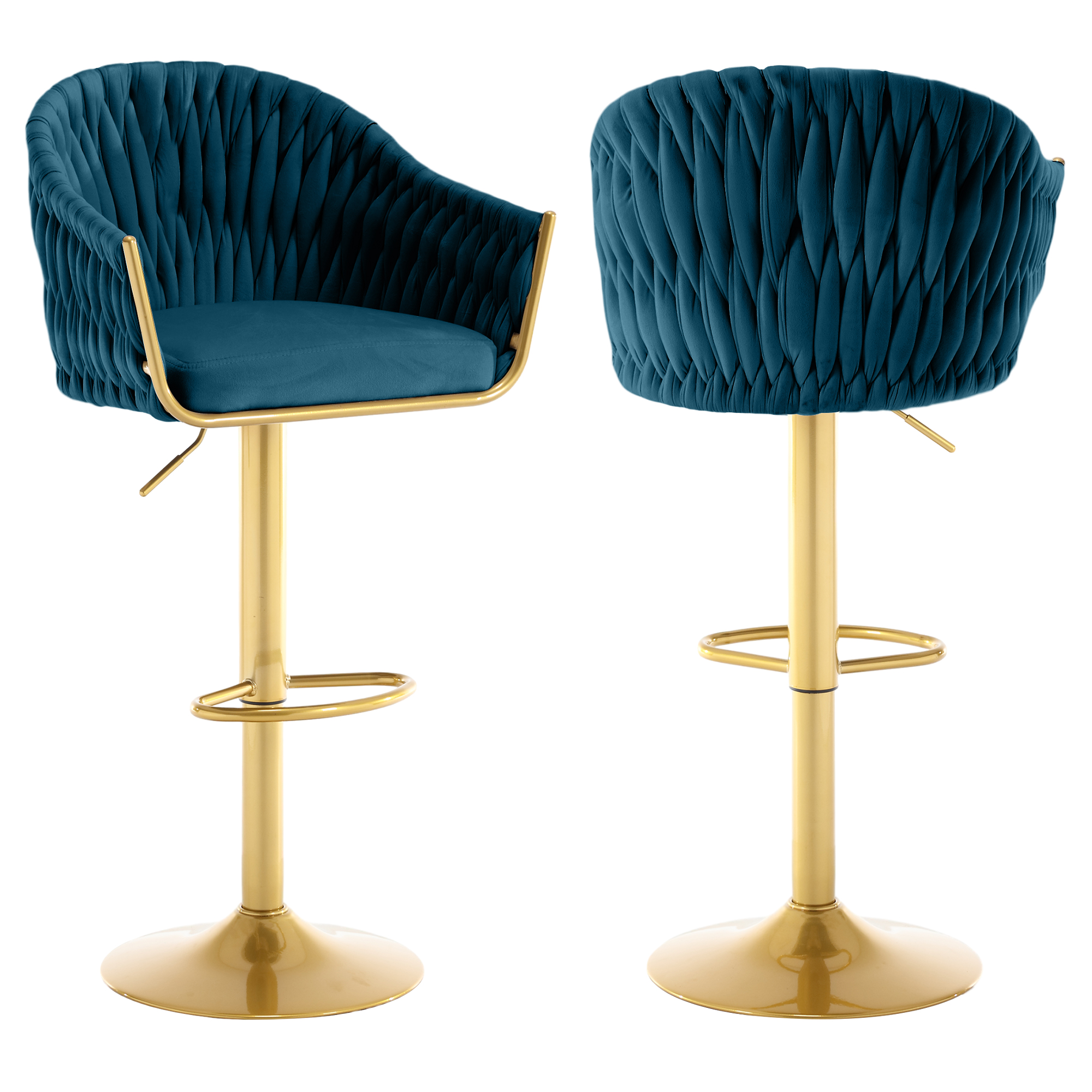 BTMWAY Counter Height Bar Stools Set of 2, Velvet Upholstered Bar ...