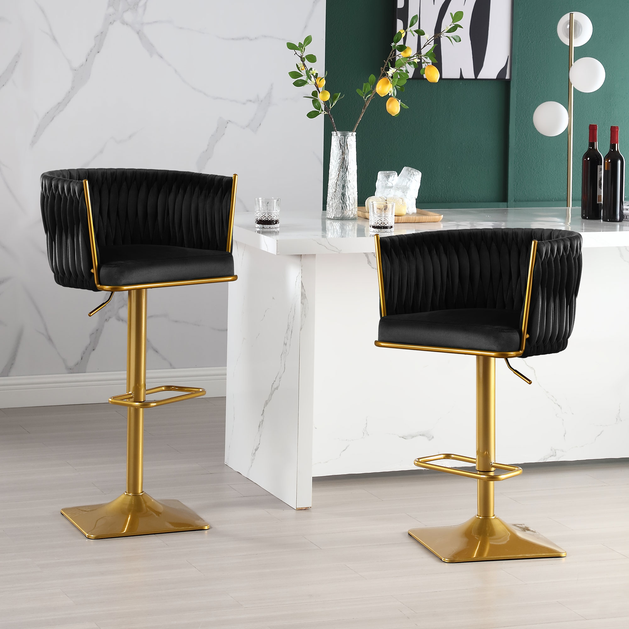 Gymax Set of 2 BarStool 25.5'' Swivel Counter Height Dining Chair with ...