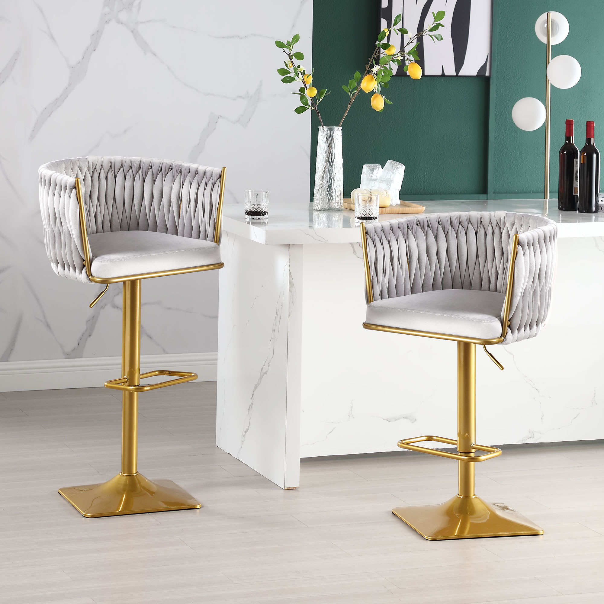 JONPONY Bar Stools Set of 2,Swivel Counter Height Bar Chair with Low ...